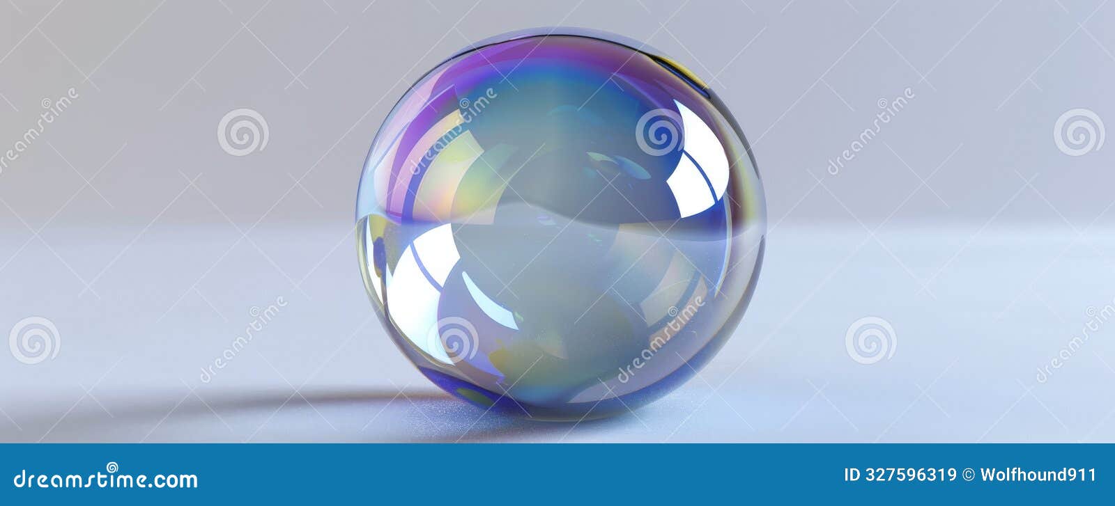 A Single Bubble with Vivid Reflections Floating on a Pure White ...