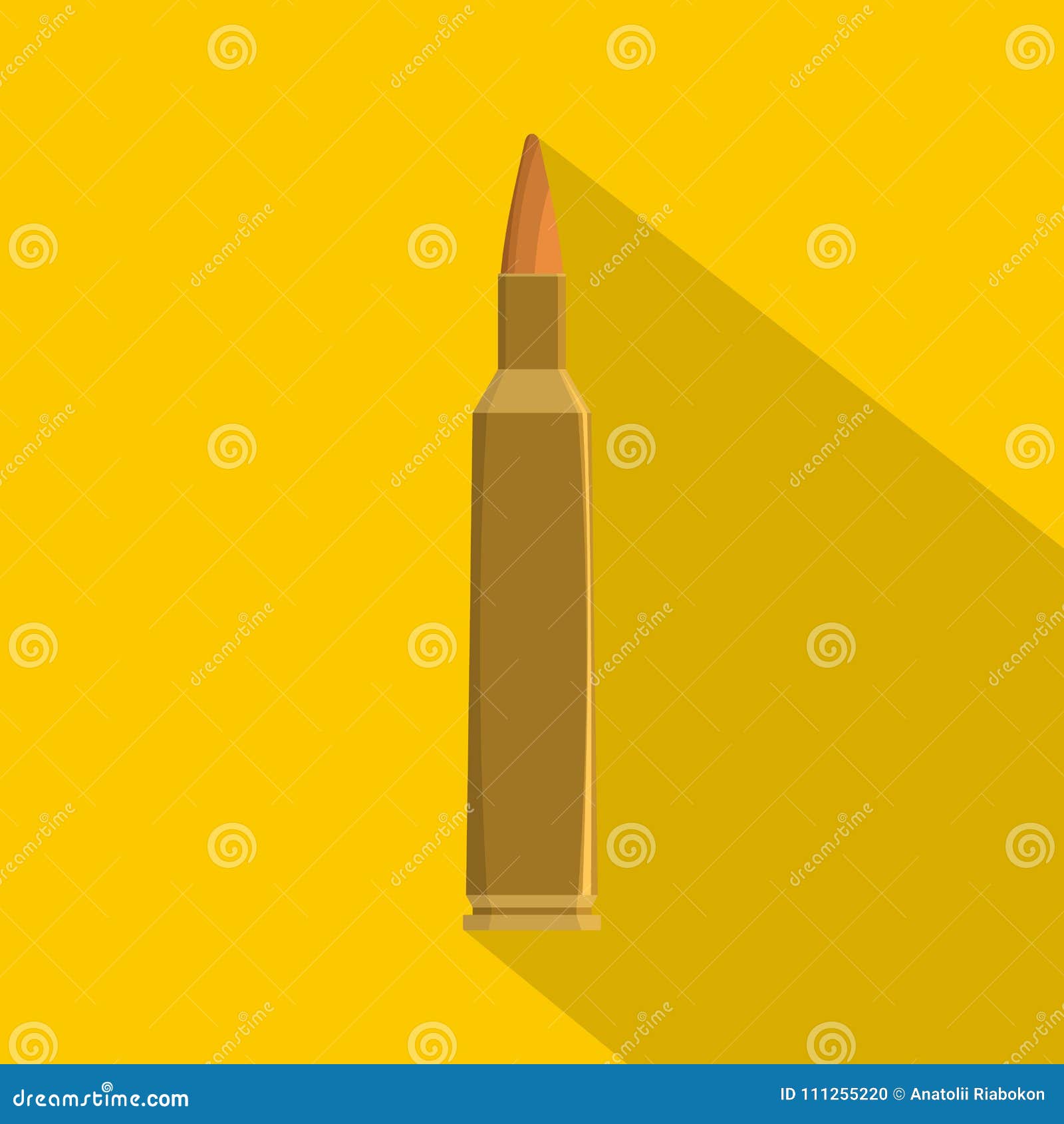 Single Bullet Icon, Flat Style Stock Vector - Illustration of metal ...