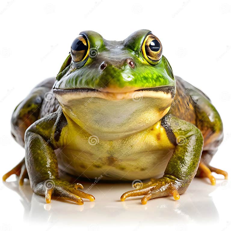 Single Bullfrog Isolated on a White Background with Copy Space Image ...