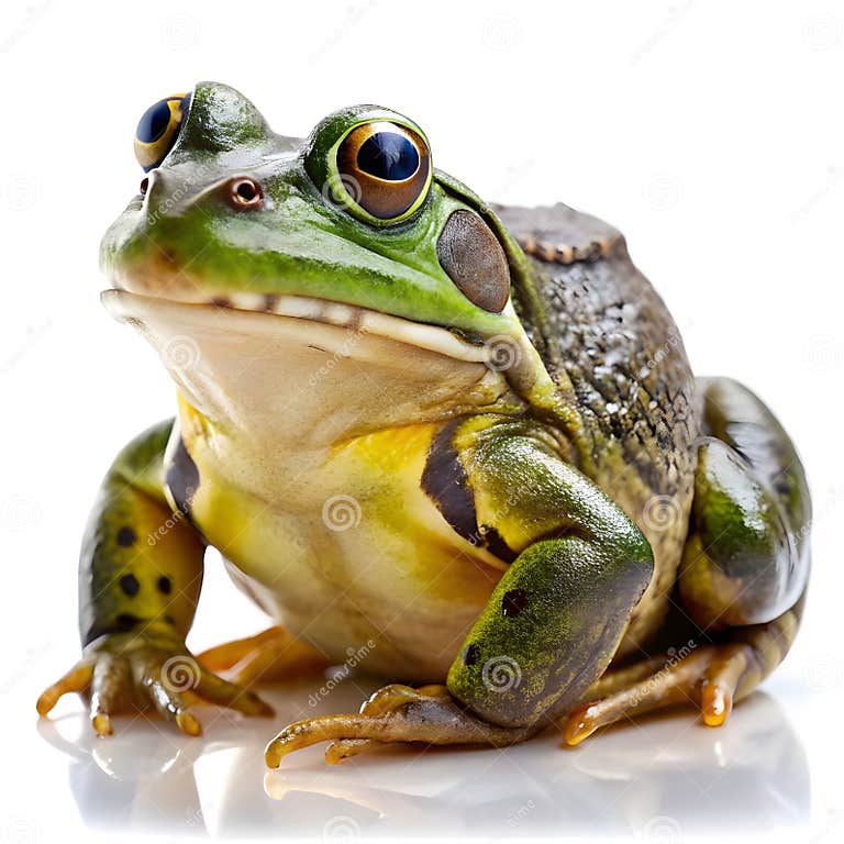 Single Bullfrog Isolated on a White Background with Copy Space Image ...