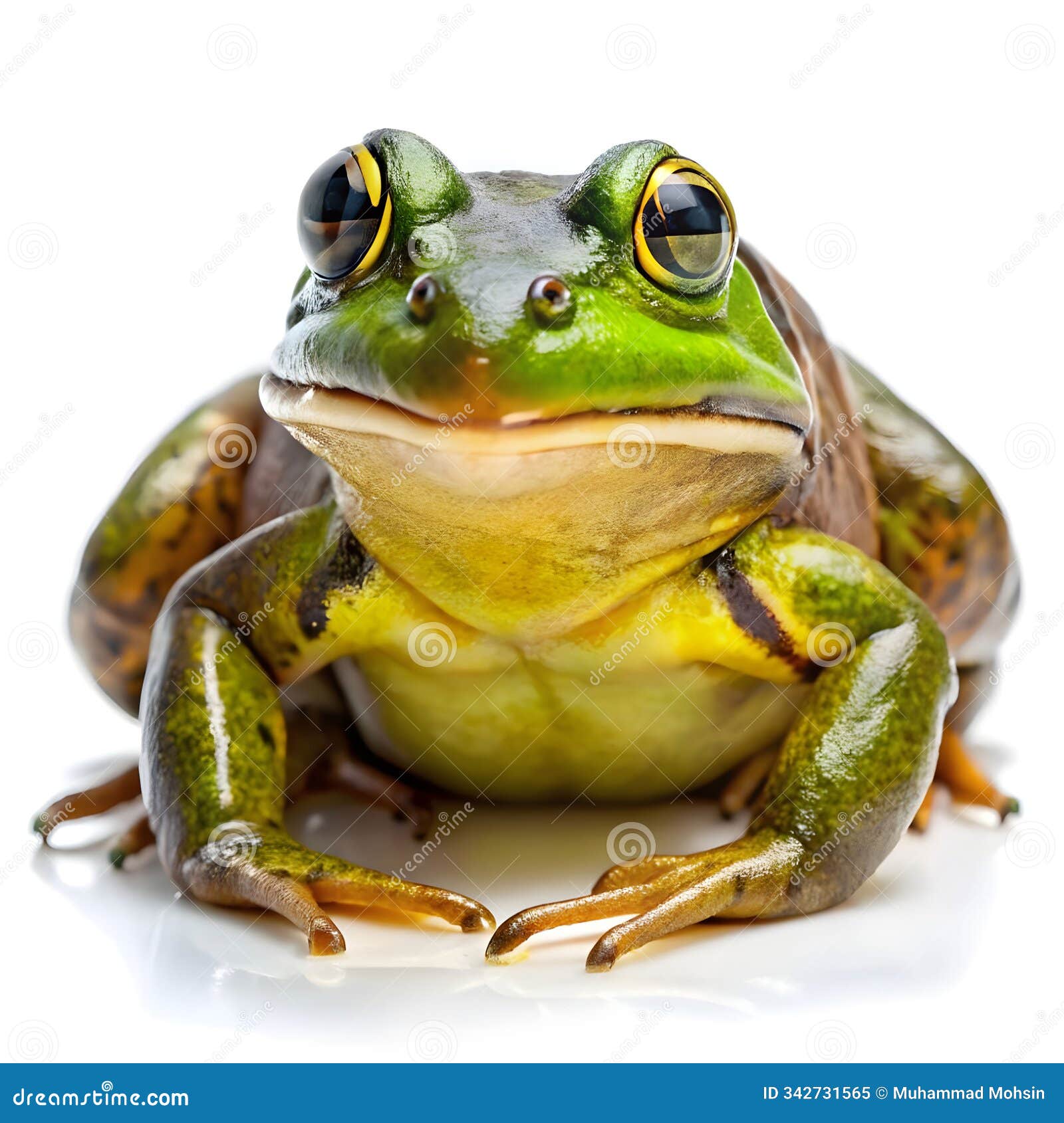 Single Bullfrog Isolated On A White Background Royalty-Free Stock Photo ...