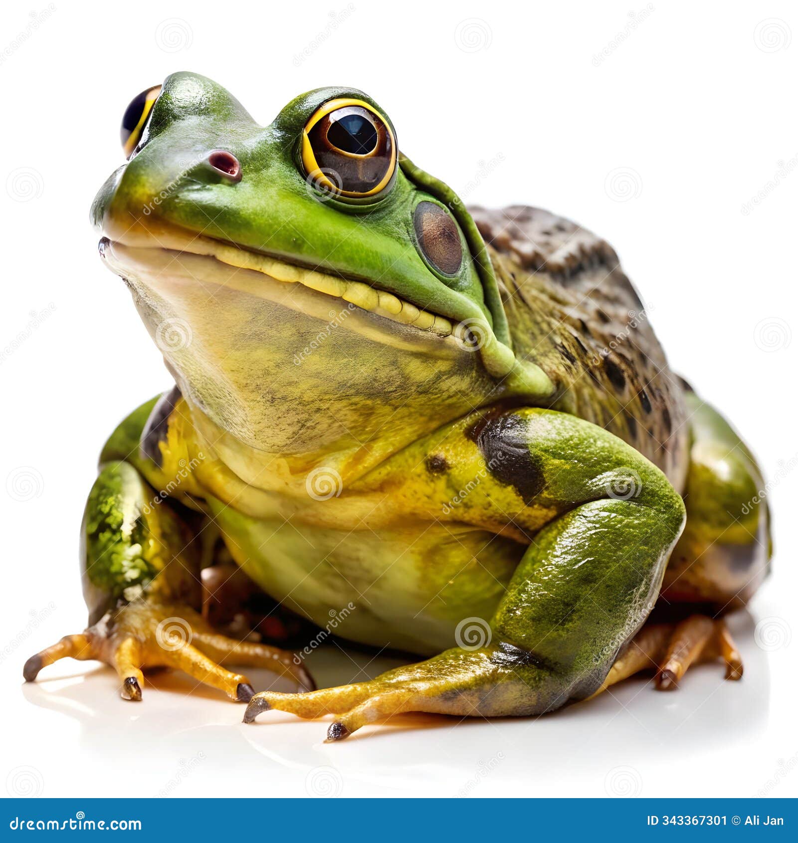 Single Bullfrog Isolated On A White Background Royalty-Free Stock Photo ...