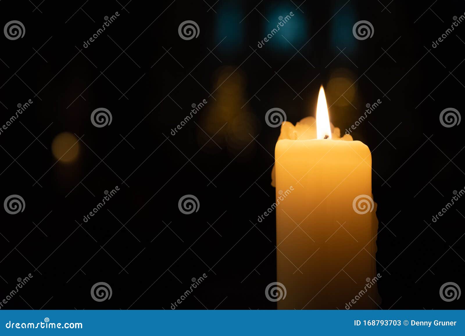 A Single Burning Candle in the Dark Stock Image - Image of peaceful ...