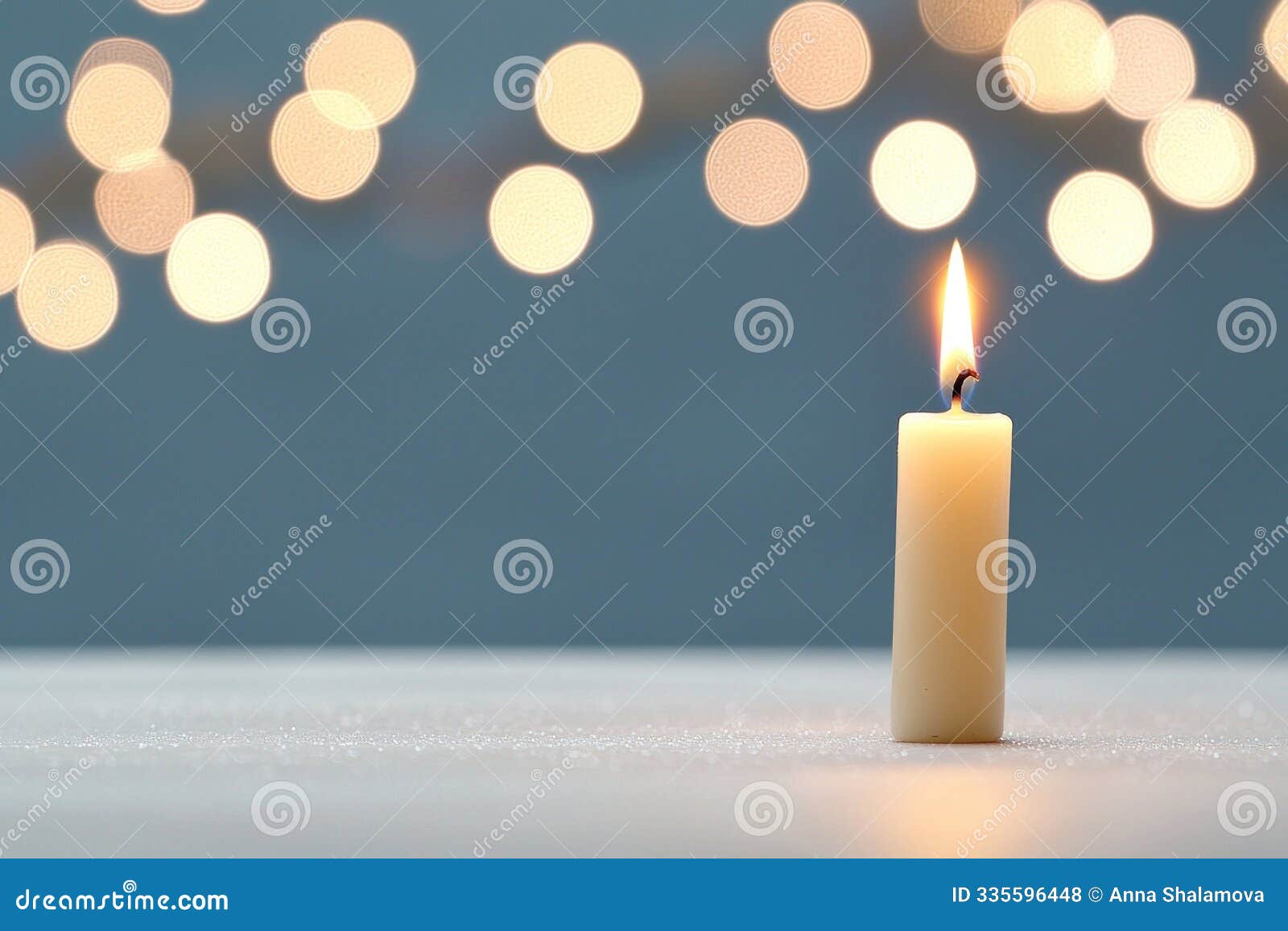 Single Burning Candle in a Dimly Lit Room with Defocused Warm Light ...