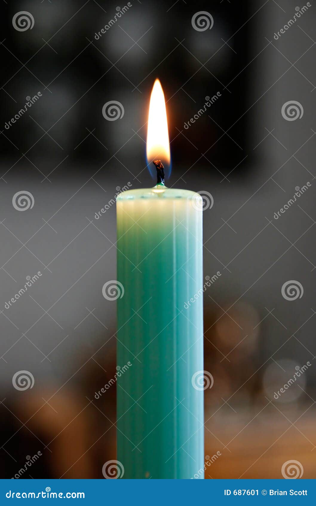 Single Candle at the Dinner Table Stock Image - Image of burning ...