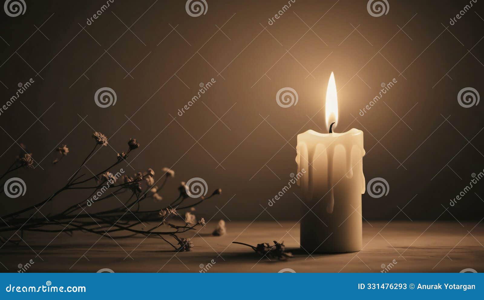 Single Candle Flame on Horizontal Black Background Stock Illustration ...
