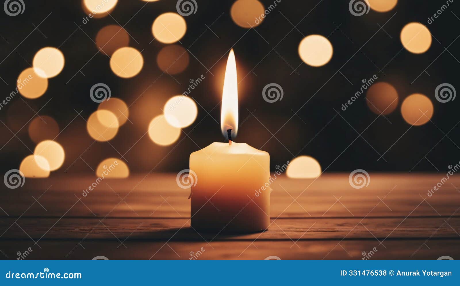 Single Candle Flame on Horizontal Black Background Stock Illustration ...