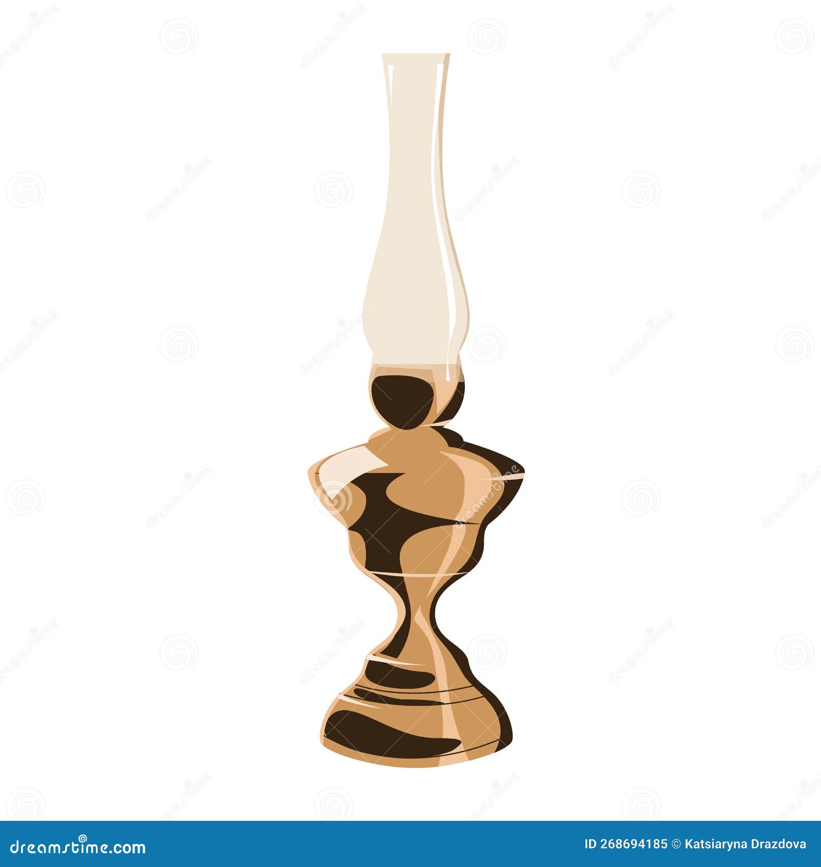 Single Candle Standing in Simple Vintage Candlestick with Handle, Flat ...