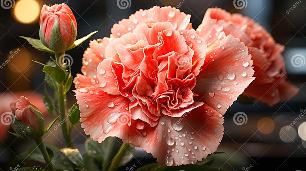 A Single Carnations Flower Very Closeup Infront View Stock Photo ...
