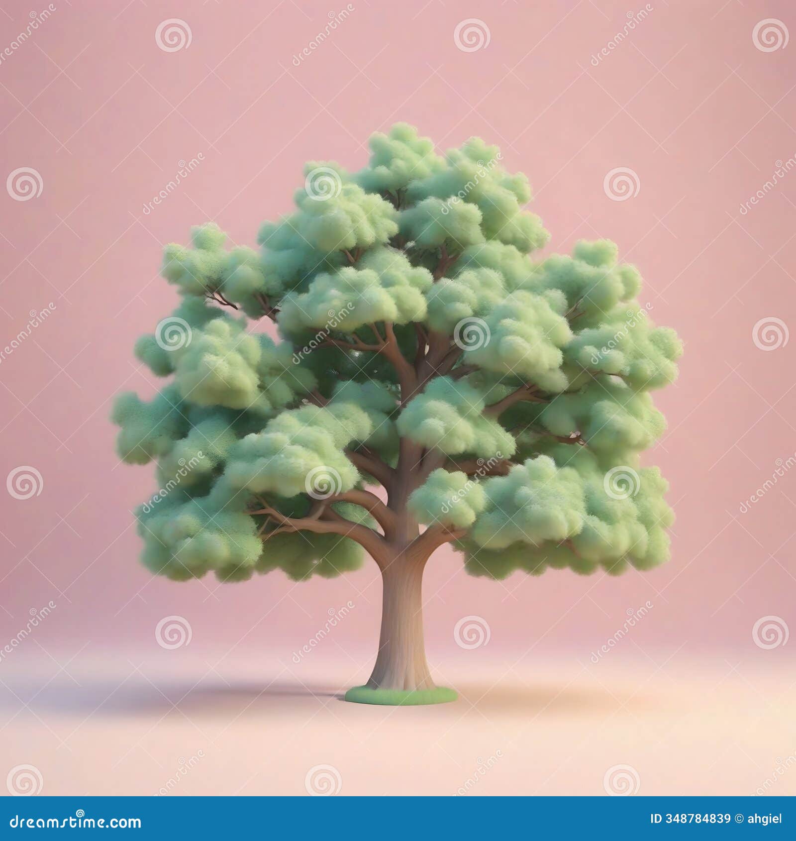 Single Cartoon Tree on Pink Background Stock Illustration ...