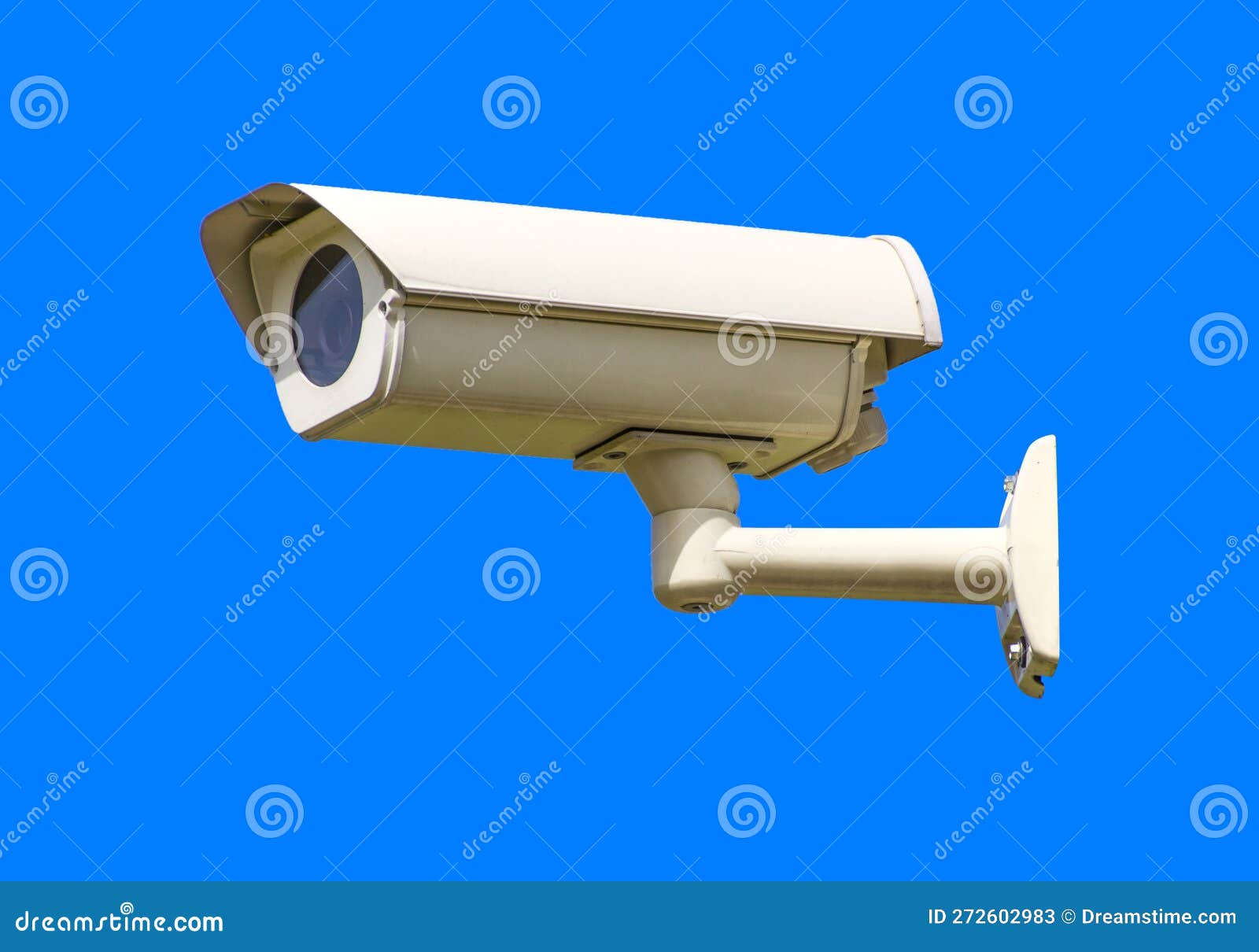 Single CCTV Camera Image with Clean Blue Background Stock Image - Image ...