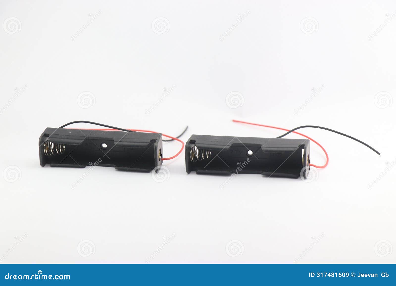 Single Cell Lithium Ion Battery Holders on a White Background Stock ...