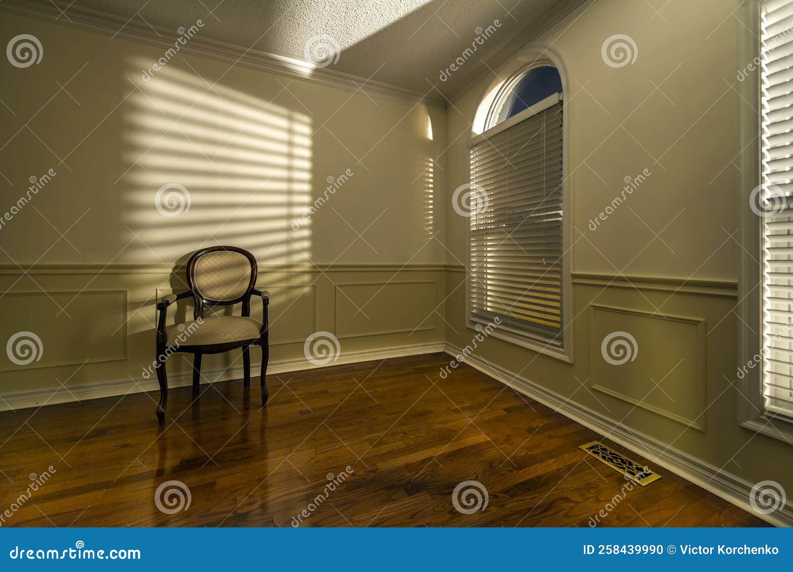 Single Chair in an Empty Room Stock Photo - Image of window ...