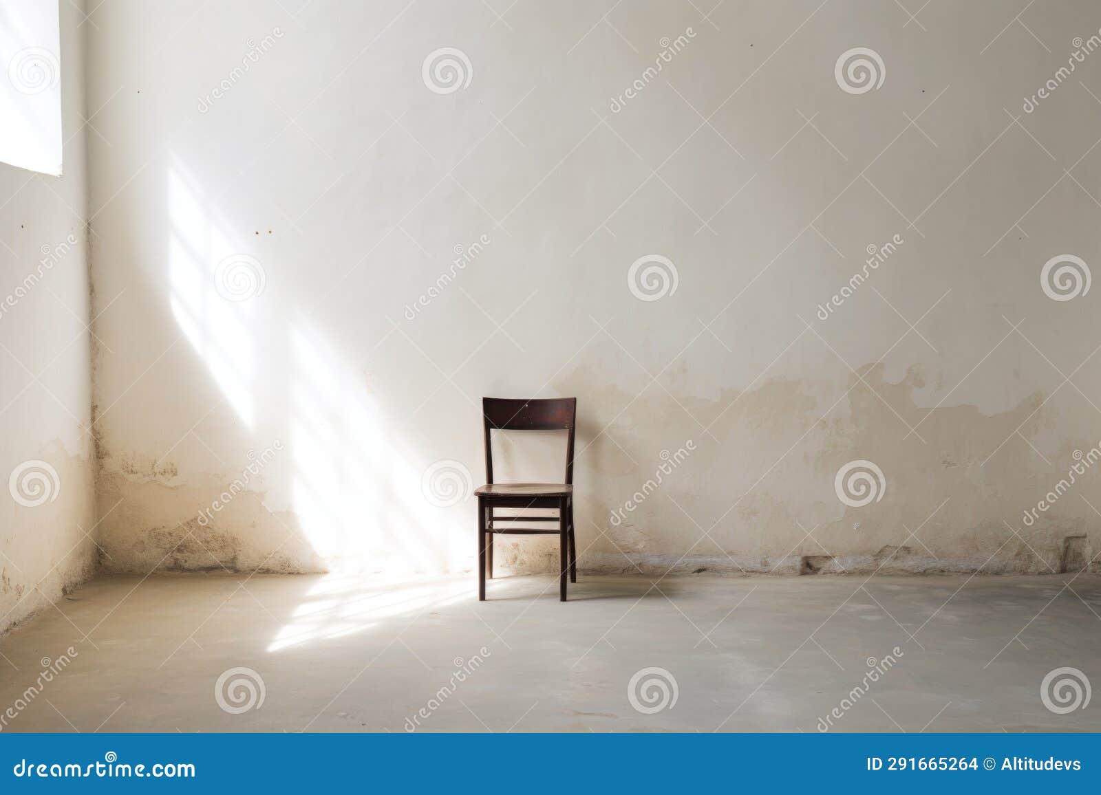 A Single Chair in an Empty Room with Stark White Walls Stock Photo ...