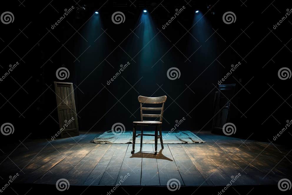 Single Chair Facing an Empty Stage Stock Image - Image of generative ...