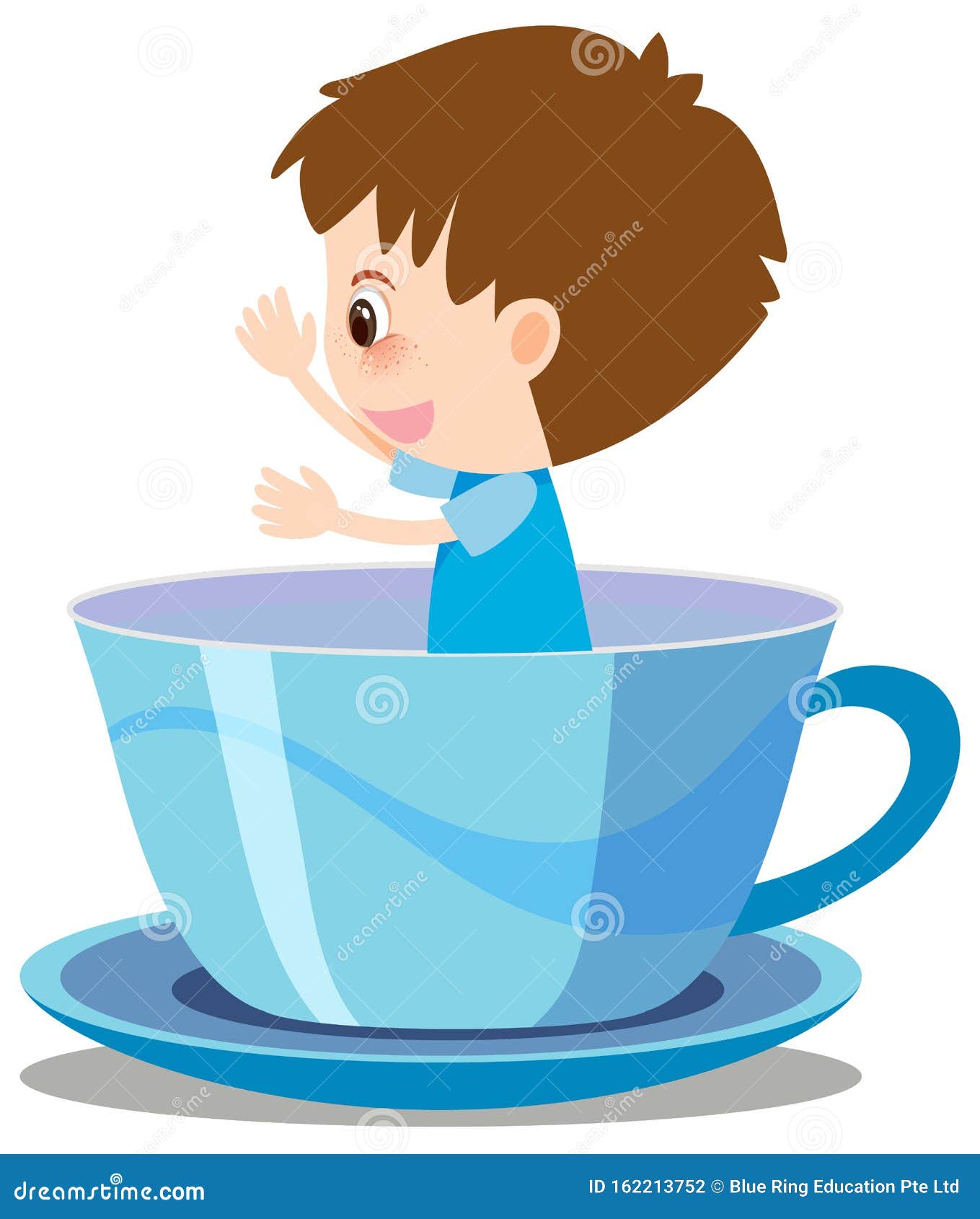 Single Character of Boy in Blue Cup on White Background Stock Vector ...