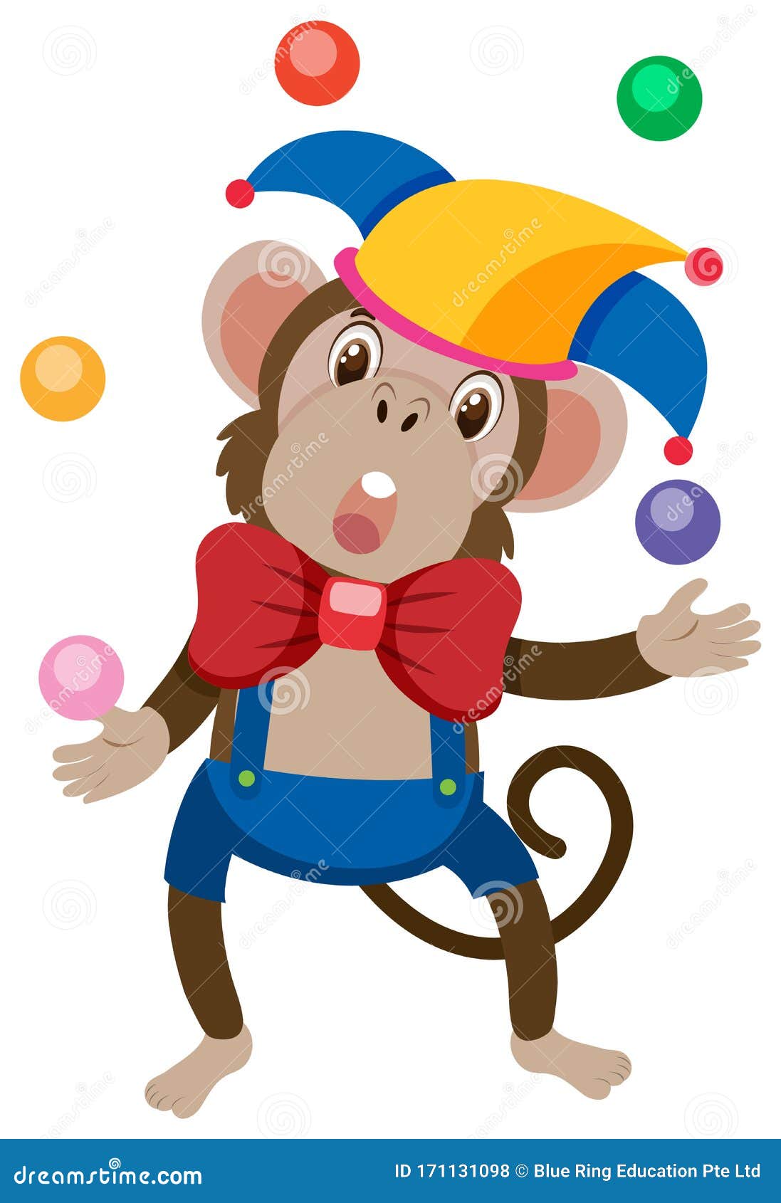 Single Character of Monkey Juggling Balls on White Background Stock ...