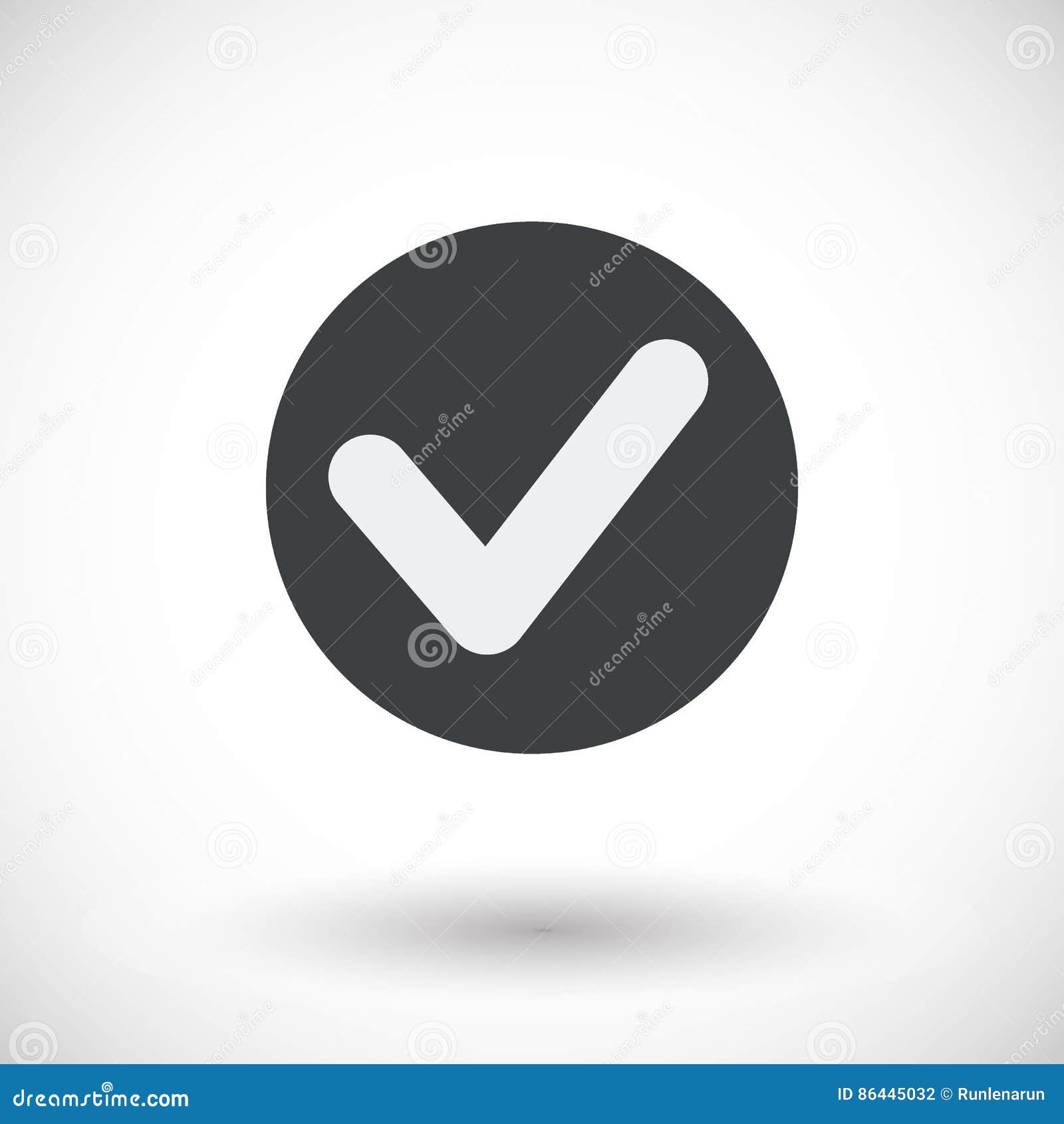 Single Check Mark Flat Icon Stock Illustration - Illustration of shadow ...