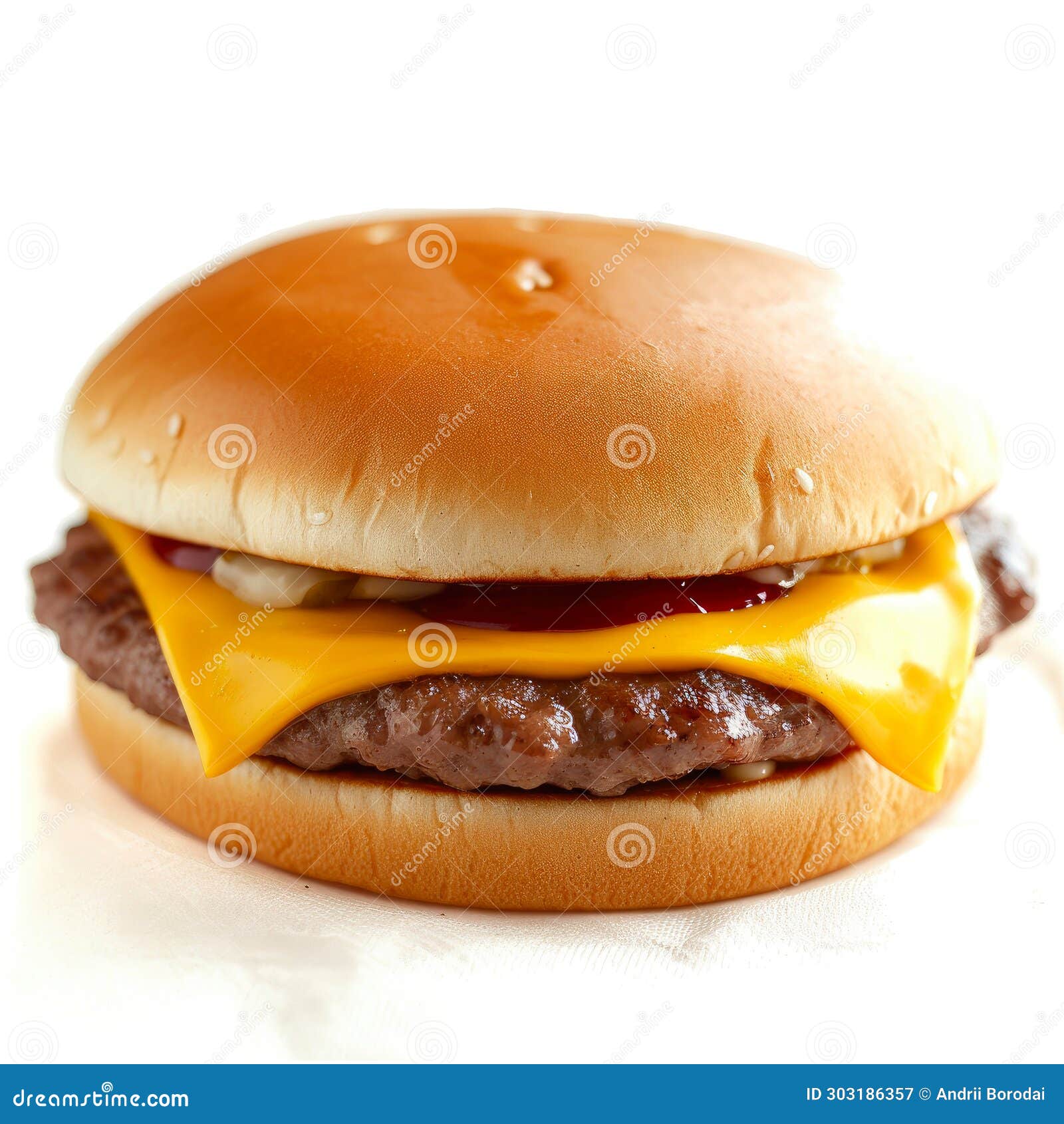 Single Cheeseburger on White Base. Stock Illustration - Illustration of ...