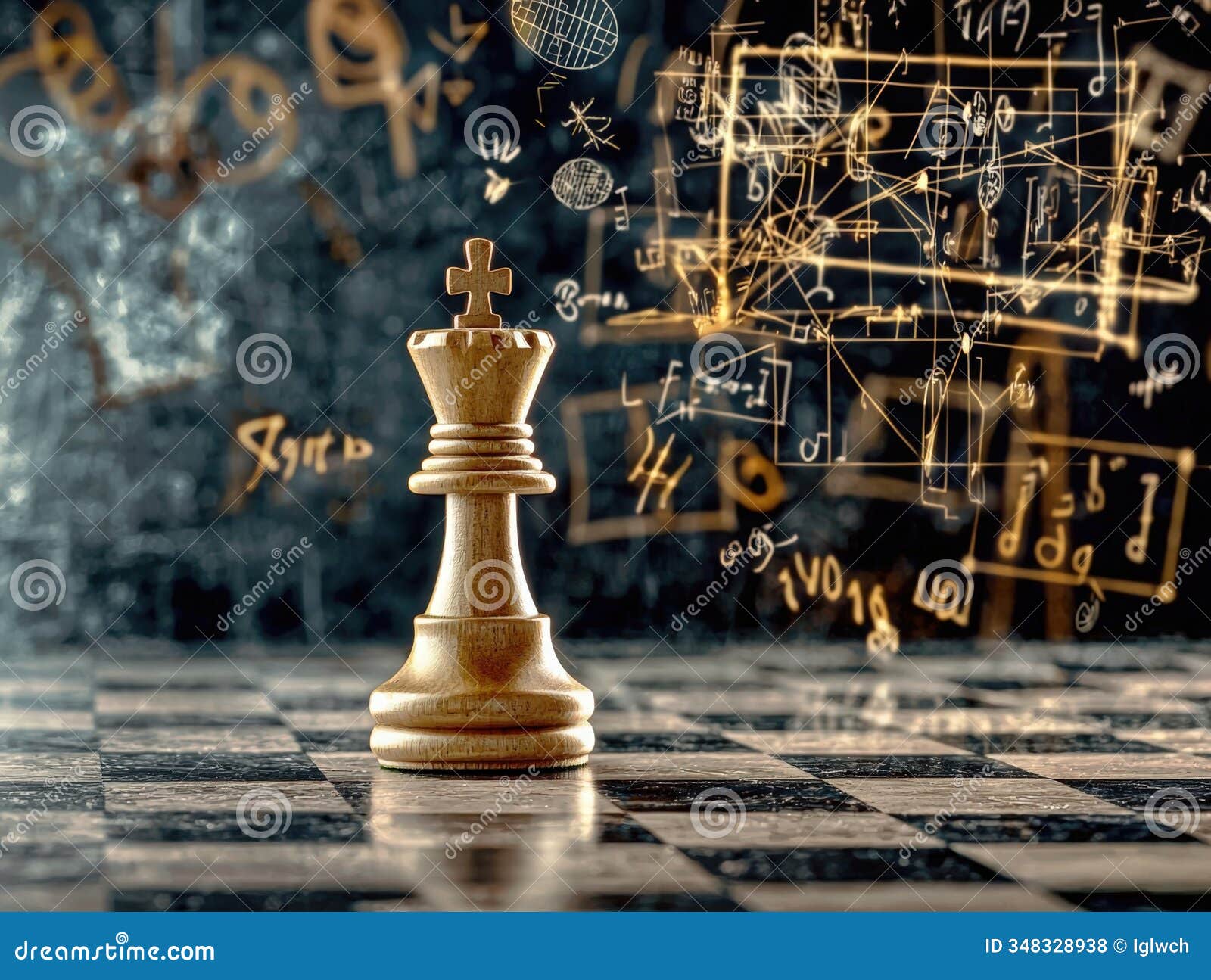 Single Chess King Piece on a Blank Chessboard with Glowing Stock Photo ...