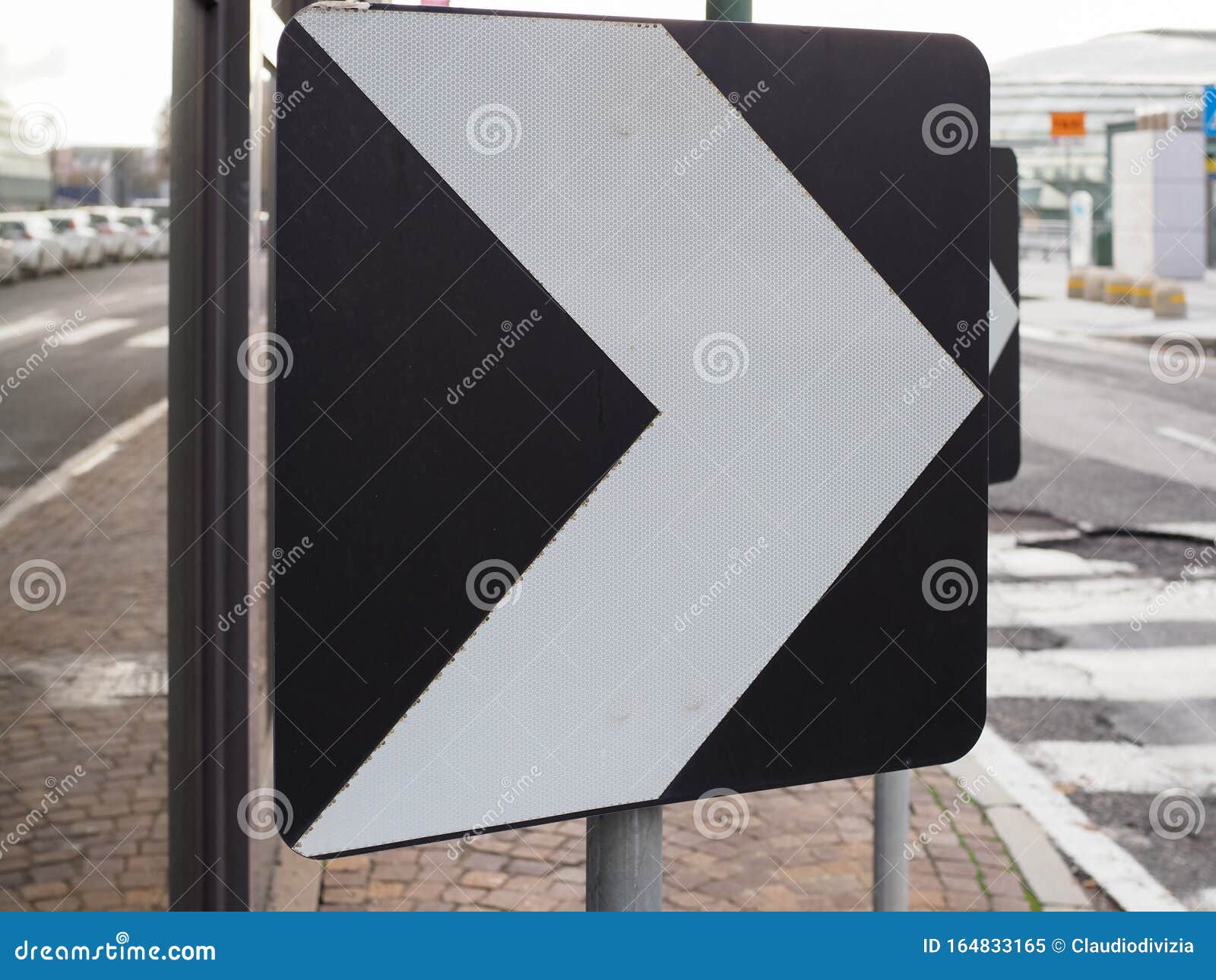 Single chevron marker sign stock image. Image of travel - 164833165
