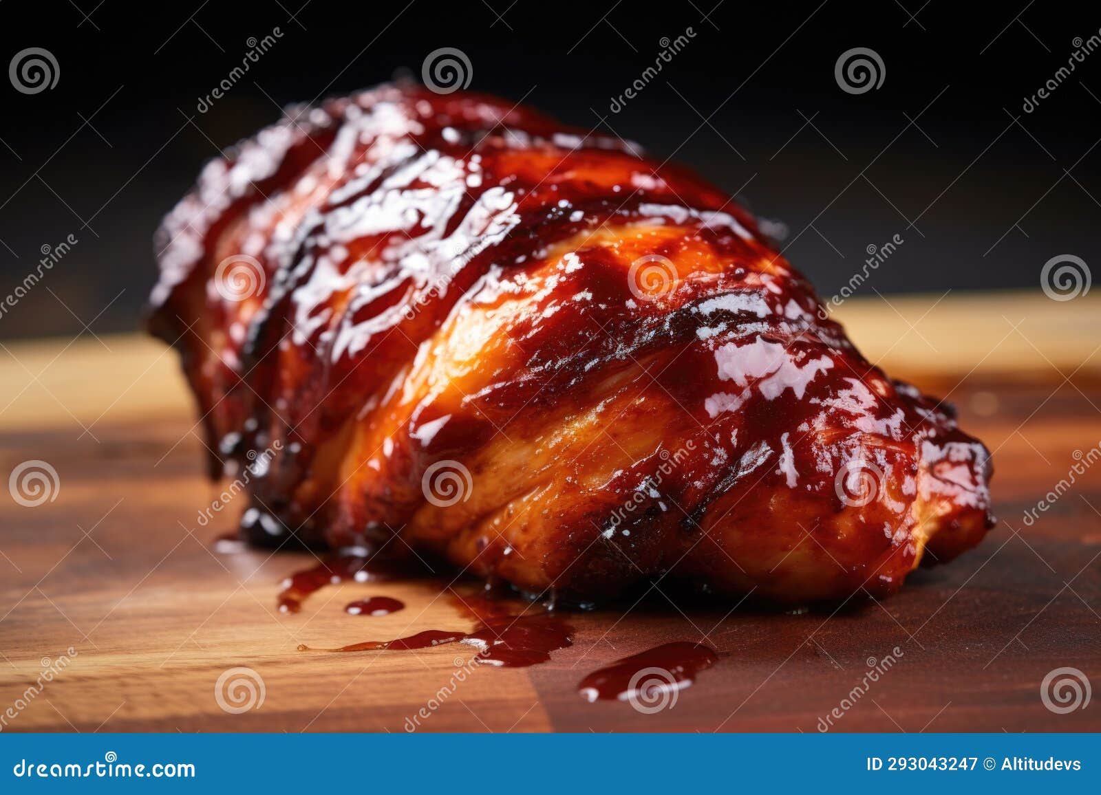 A Single Chicken Wing with Shiny Barbecue Glaze Stock Image - Image of ...