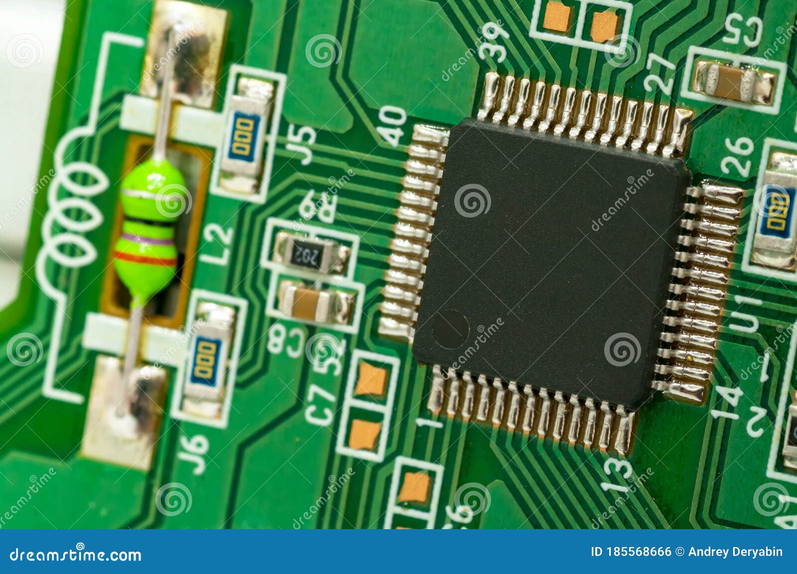 Single-chip Controller on Circuit Board with Strapping Stock Photo ...