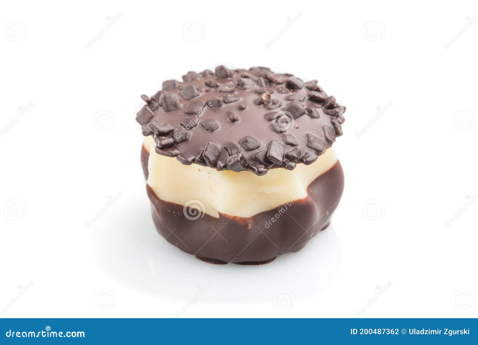 Single Chocolate Candy Isolated on White Background. Side View Stock ...