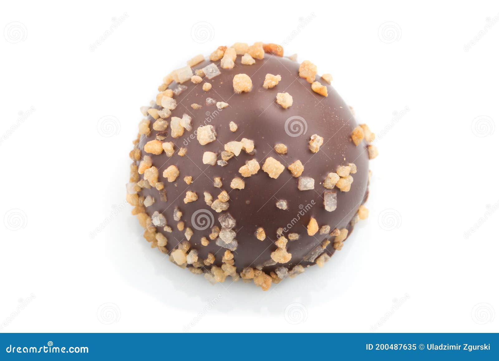 Single Chocolate Candy Isolated on White Background. Side View Stock ...