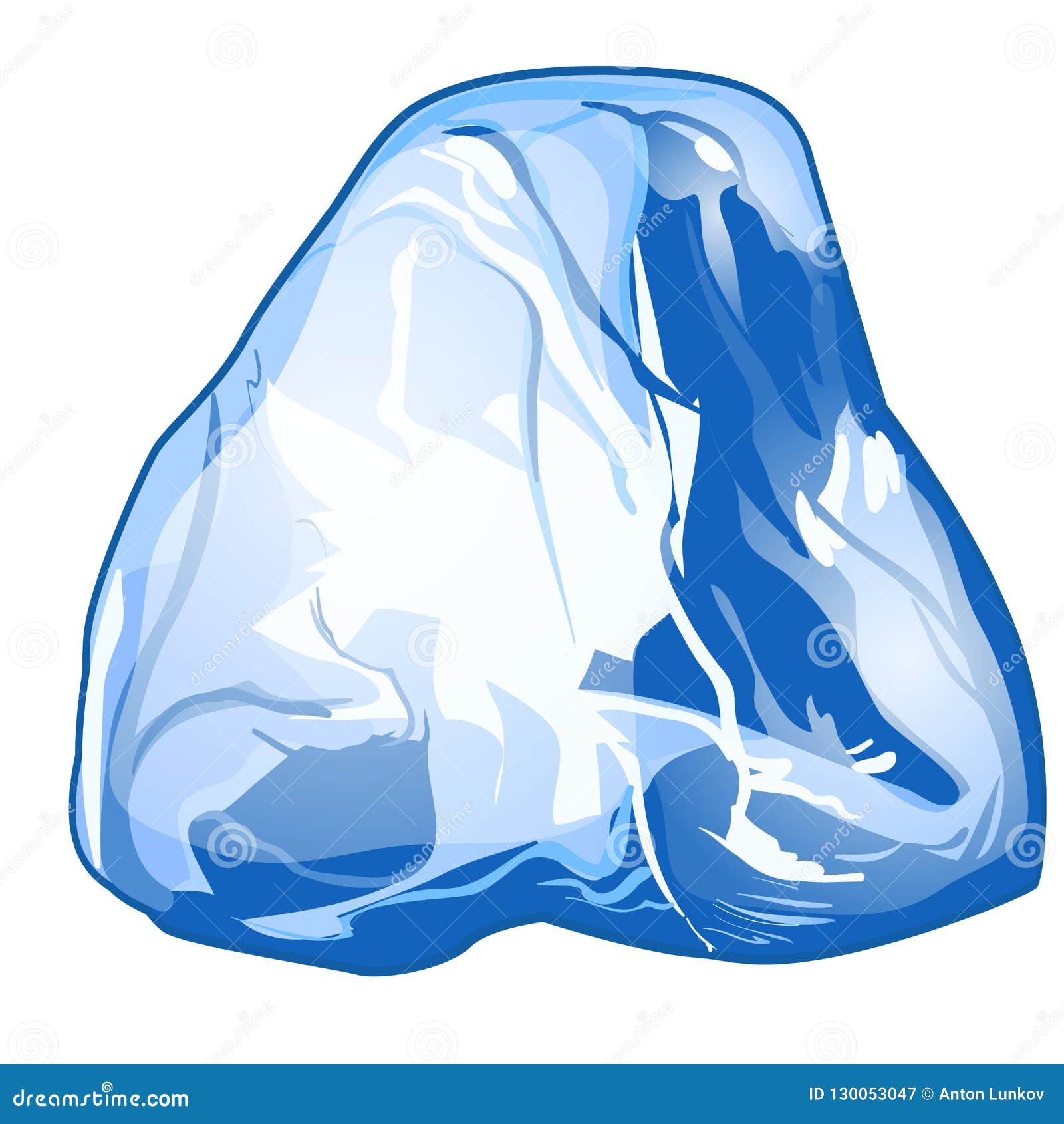 Single Chunk of Ice Isolated on a White Background. Vector Illustration ...