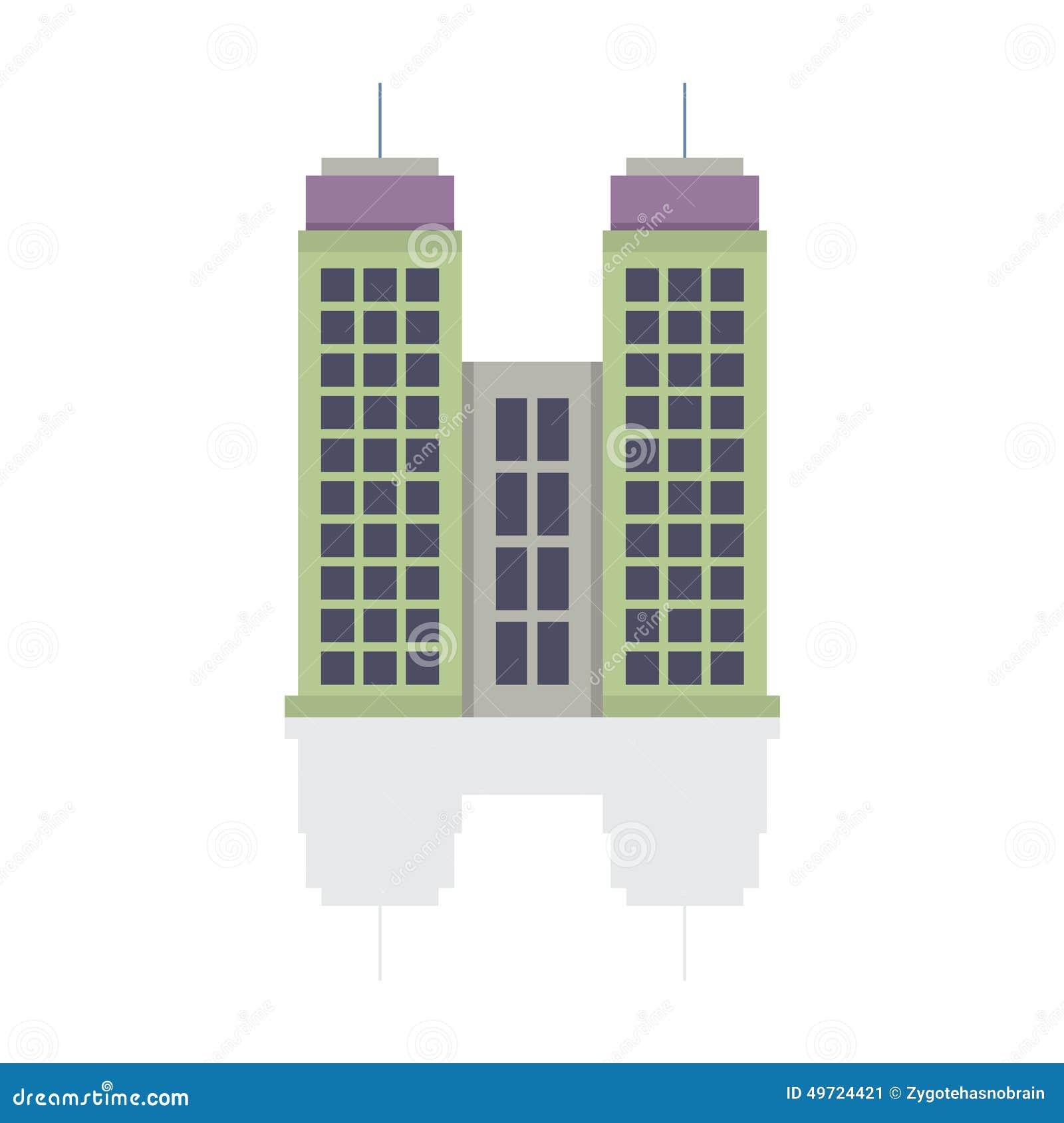 Single City Building on White Background Stock Vector - Illustration of ...