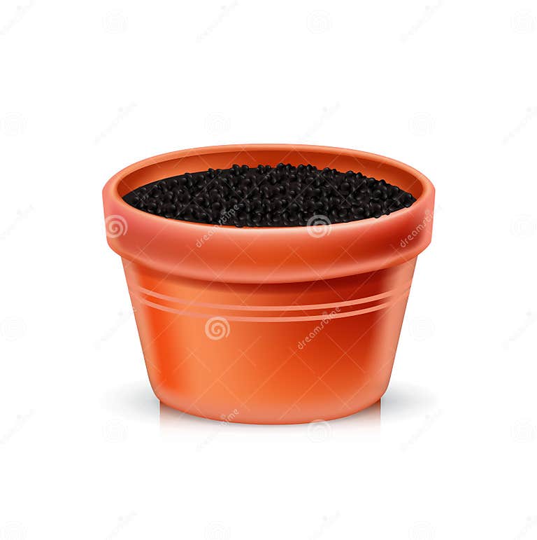 Single clay pot with soil stock vector. Illustration of earth - 33173343