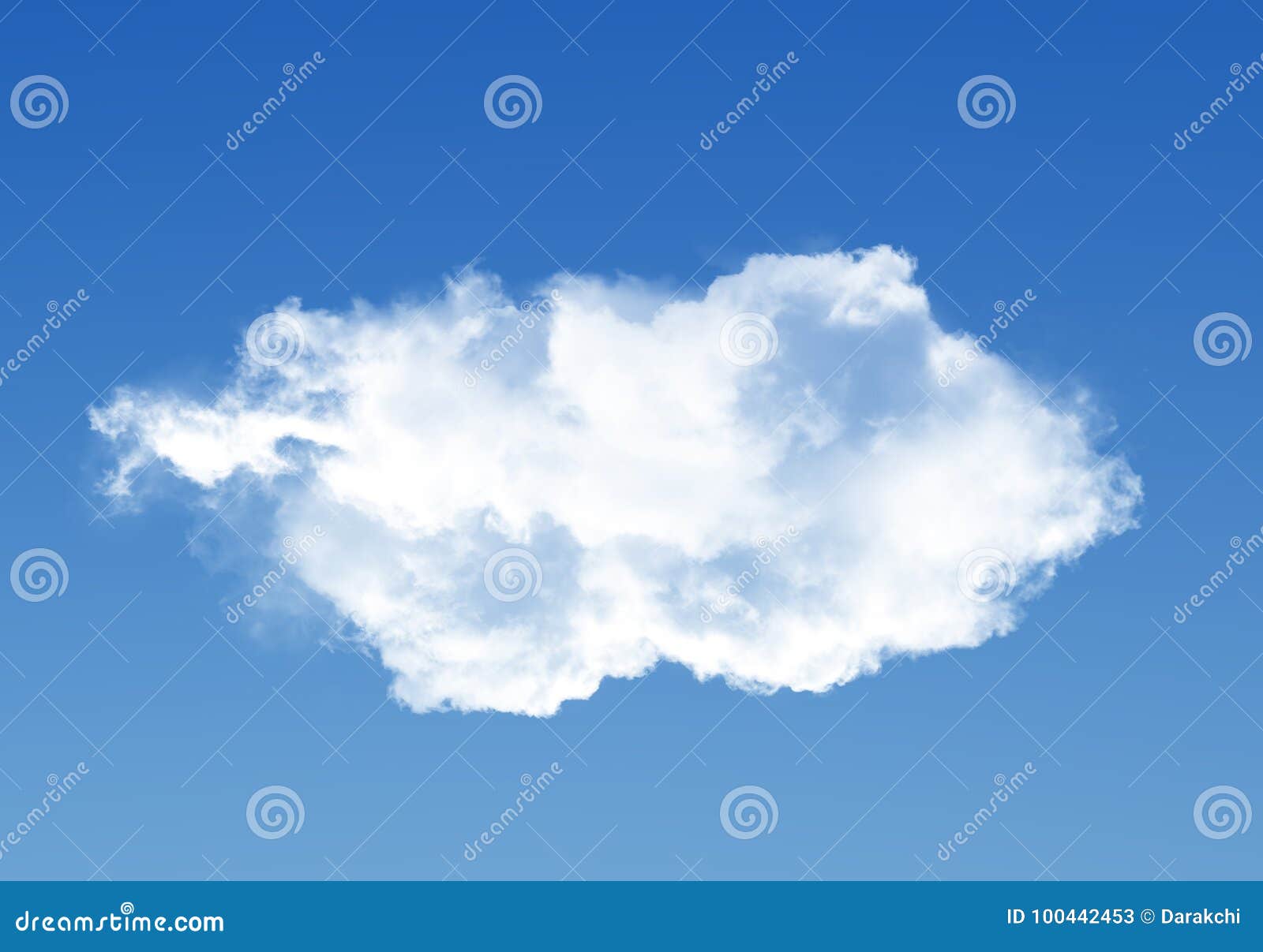 Single Cloud In The Sky, Blue Sky Background. One Cloud Use For Paint ...