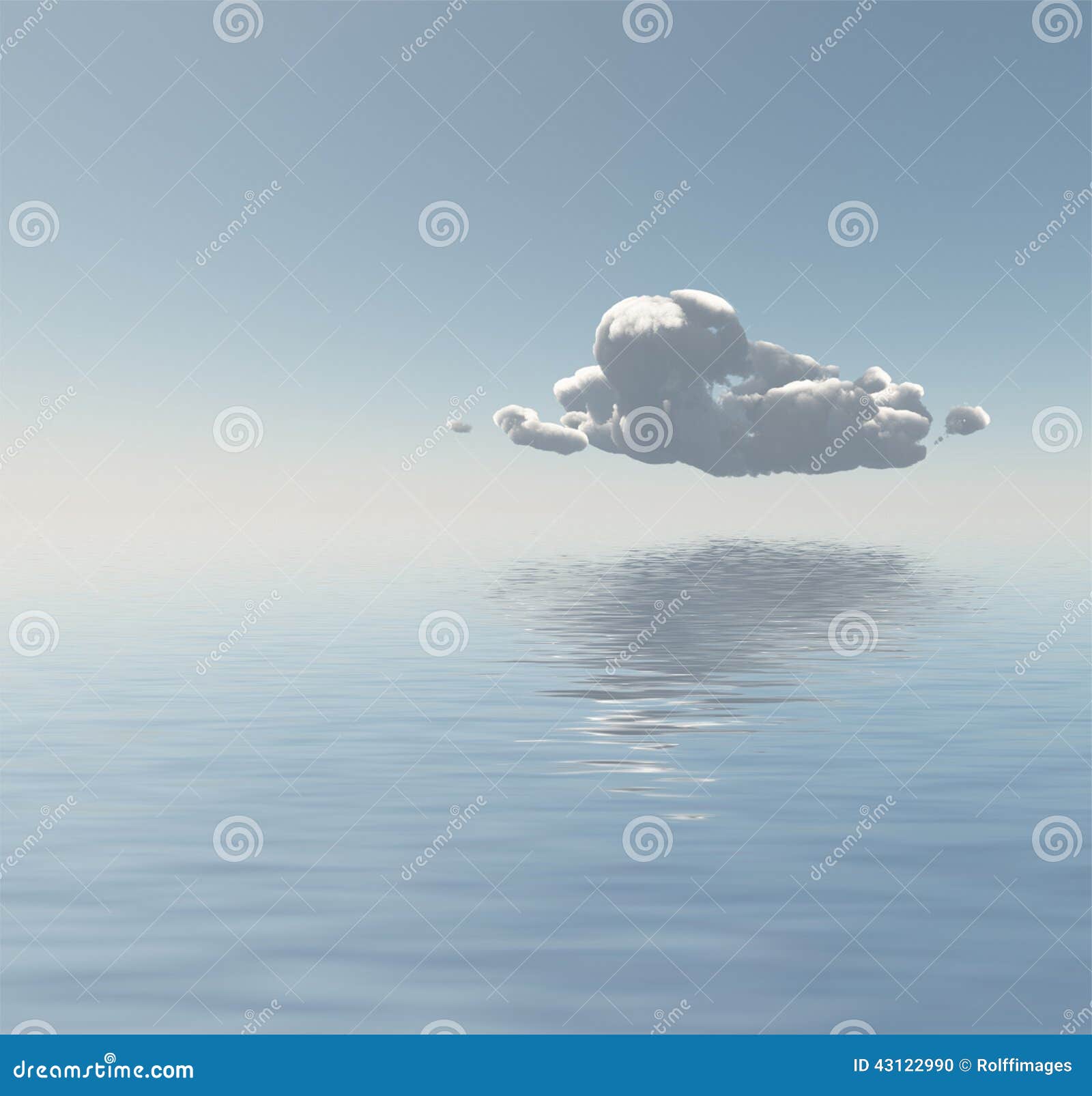 Single Cloud In The Sky, Blue Sky Background. One Cloud Use For Paint ...