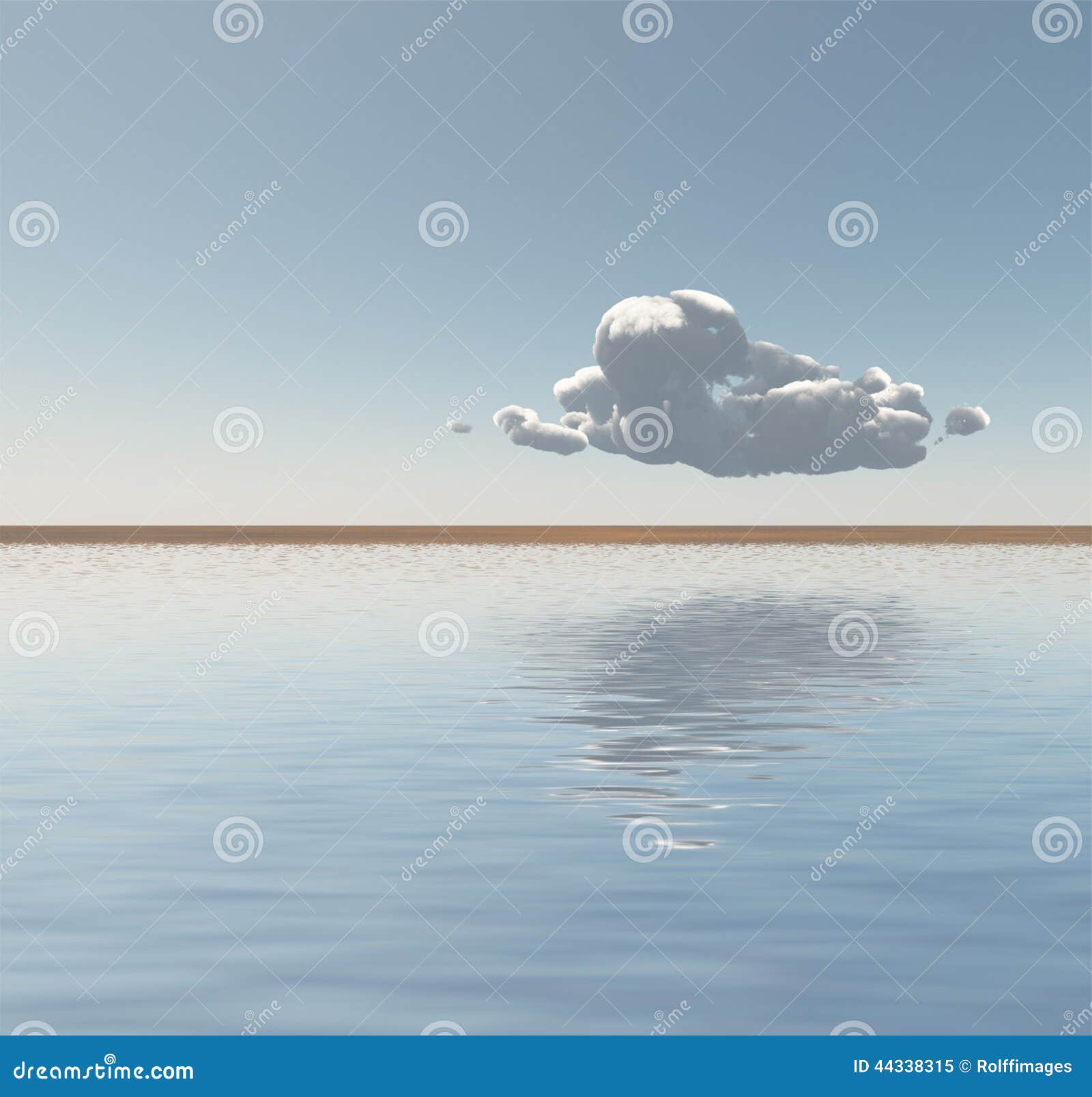 Single Cloud Floats on Horizon Stock Illustration - Illustration of ...