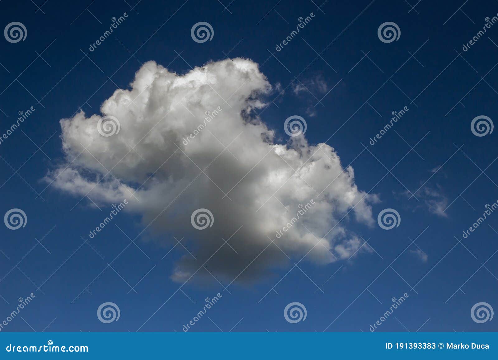 Single Cloud in the Gradient Blue Sky. Stock Image - Image of clear ...