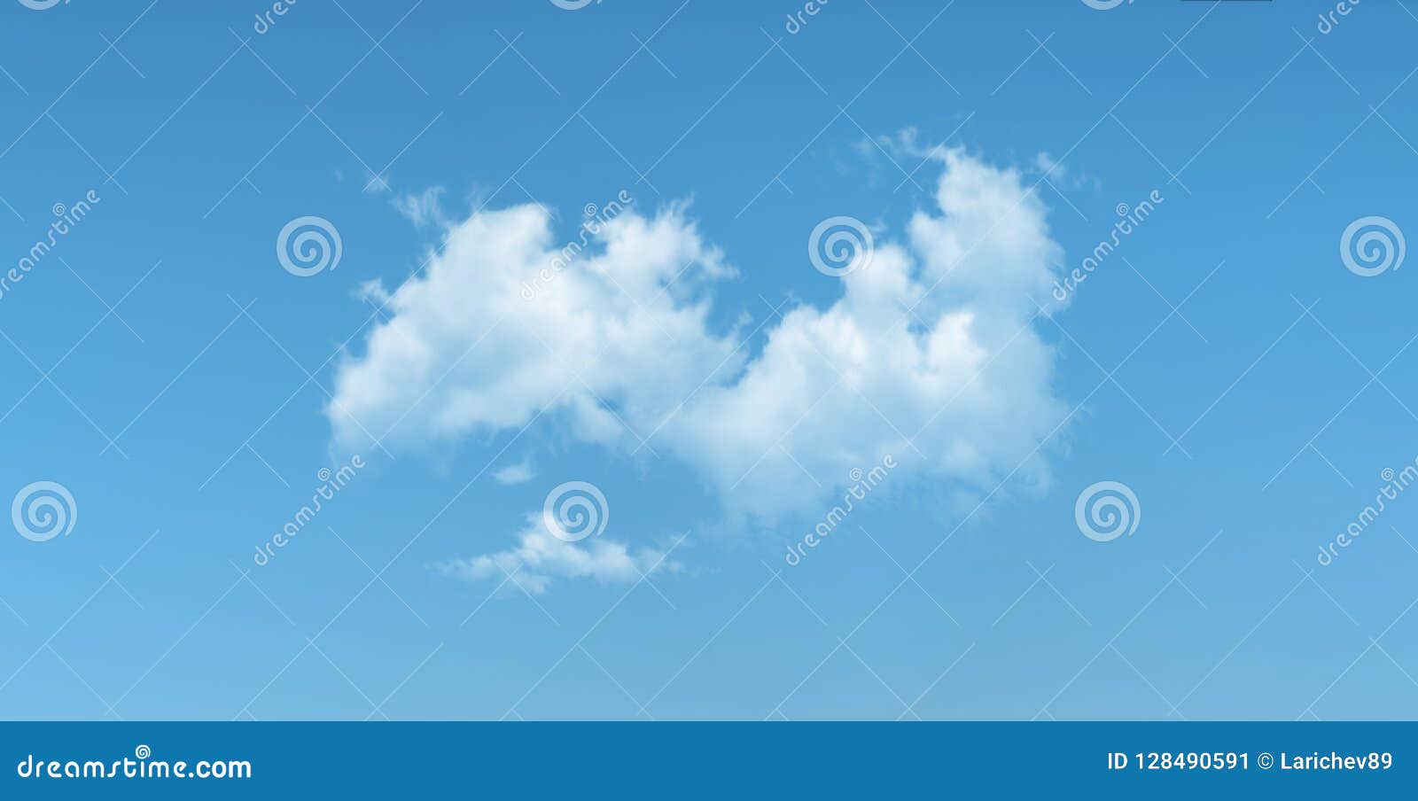 Single Cloud Isolated Over Blue Sky, Realistic Cloud 3D Illustration ...