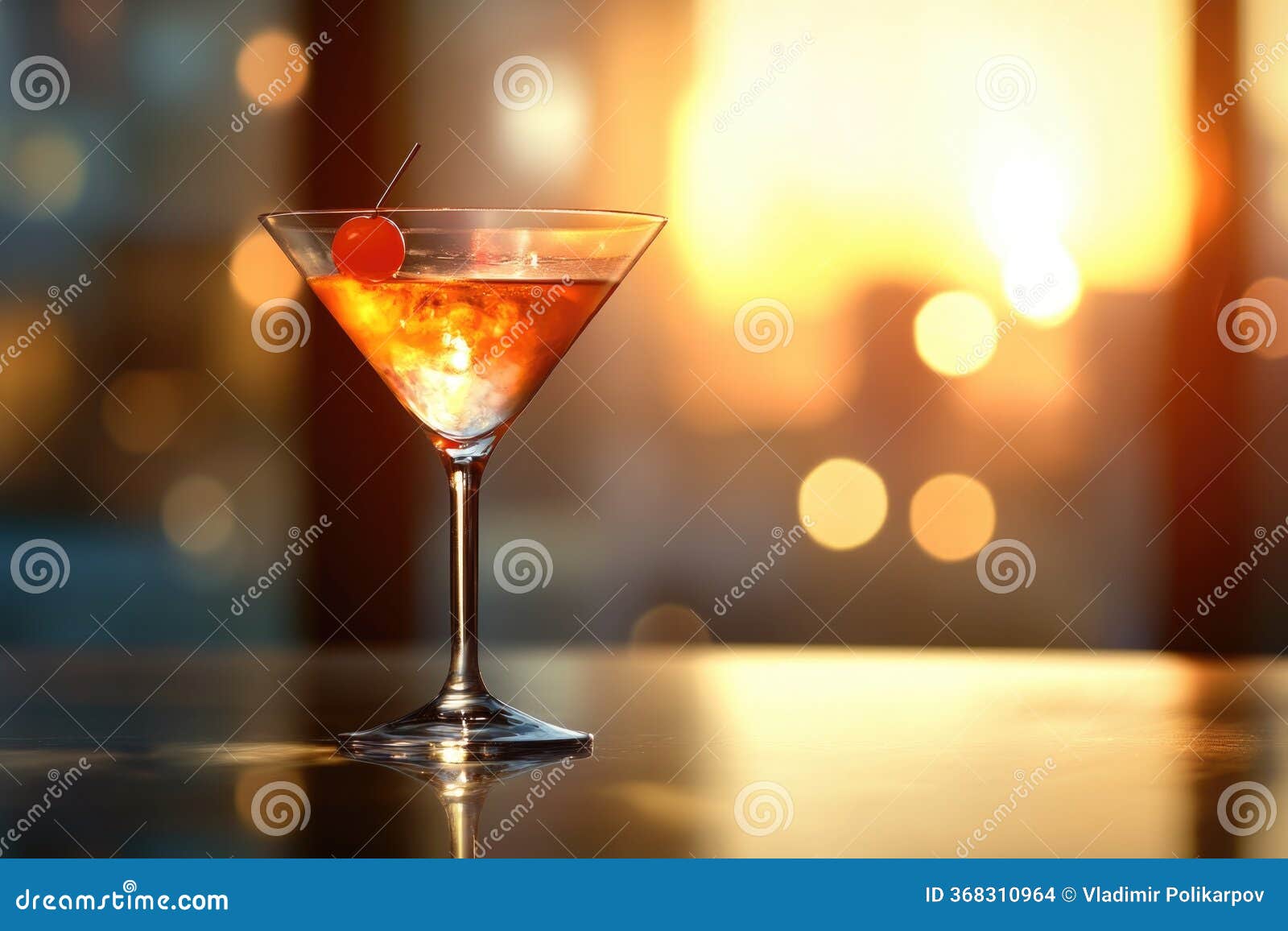 A Single Cocktail On A Bar Counter In A Dimly Lit Bar Stock Photo ...
