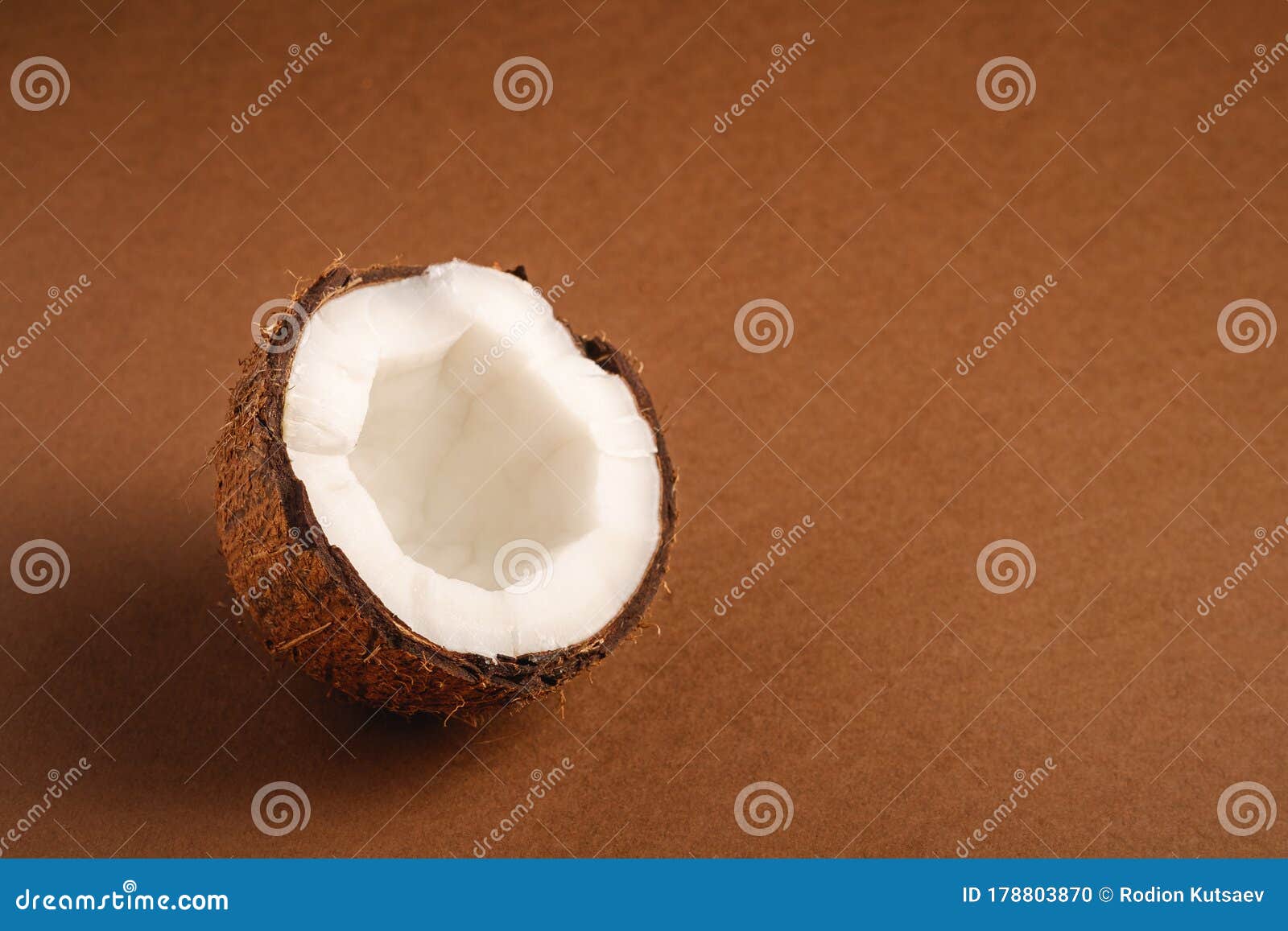Single Coconut Fruit on Brown Plain Background, Abstract Food Tropical ...