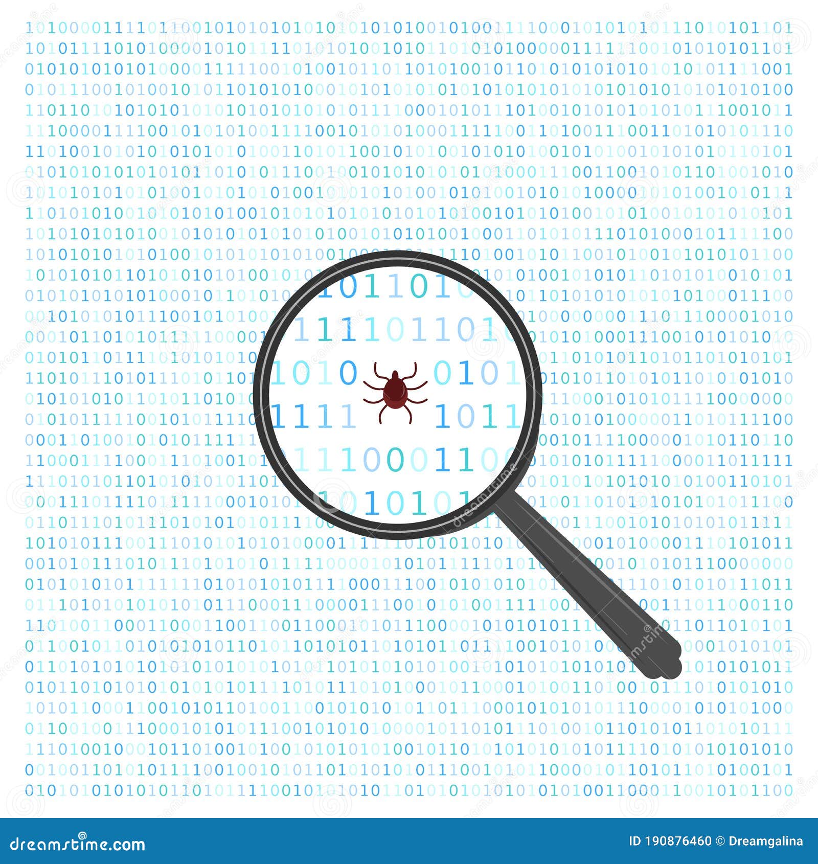 Single Code with Bug and Magnifying Glass Stock Vector - Illustration ...