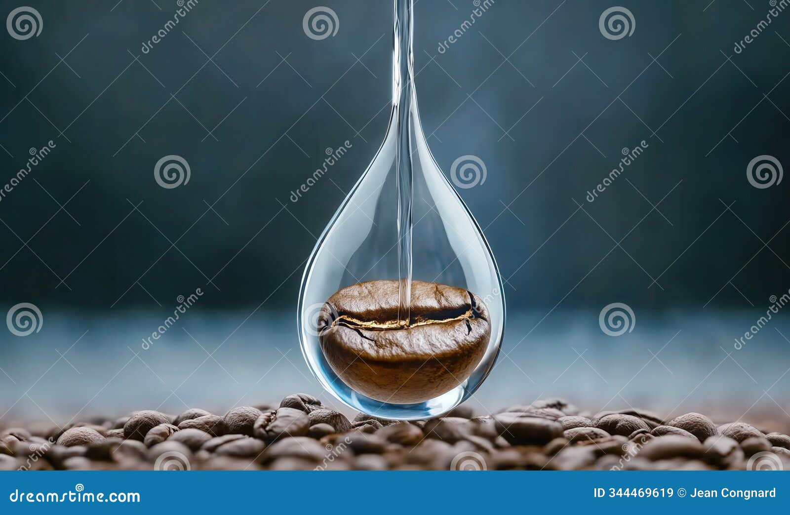 A Single Coffee Bean Suspended in a Drop of Water Stock Image - Image ...