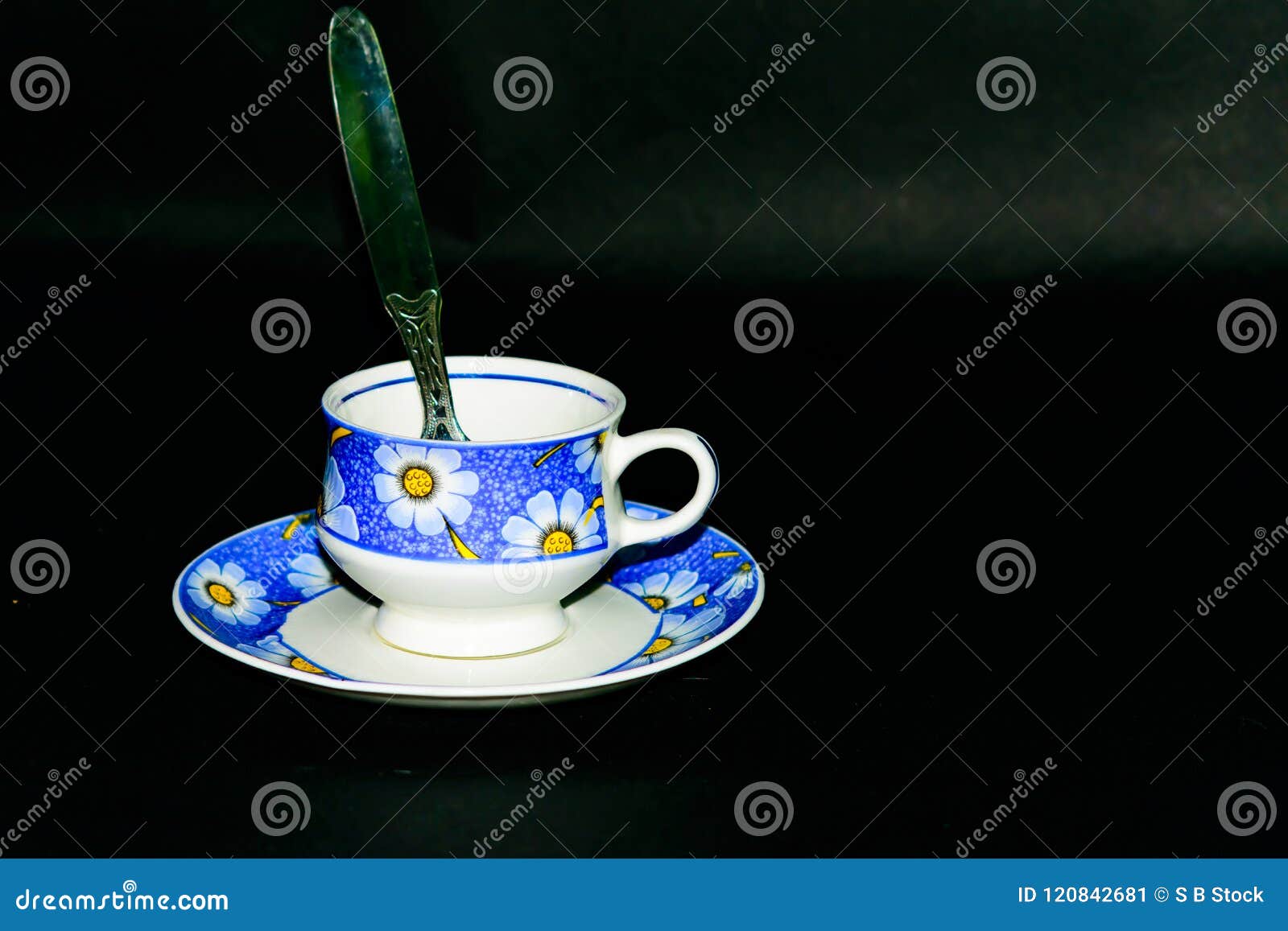 Single Coffee Cup on the Plate with Spoon Stock Image - Image of cafe ...