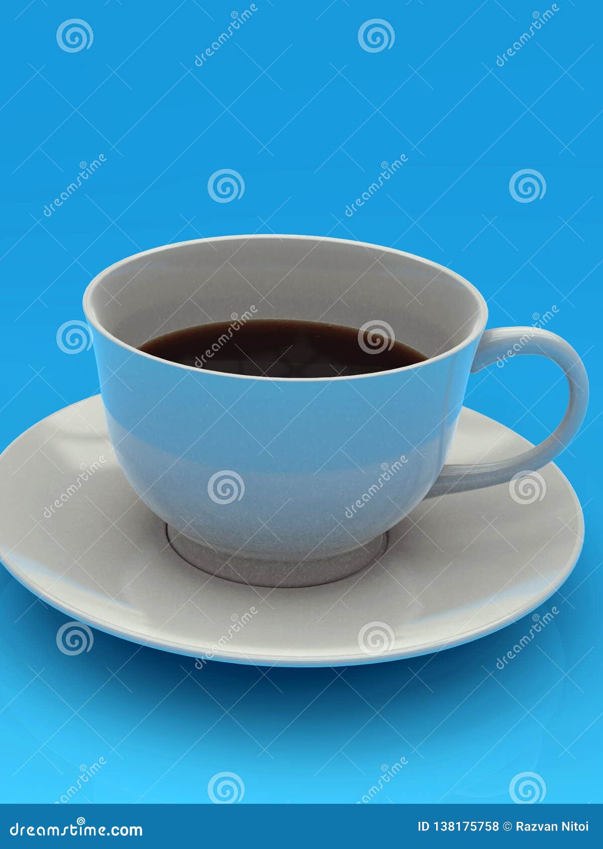 Single Coffee Cup, White Ceramic, on Blue Background Stock Photo ...