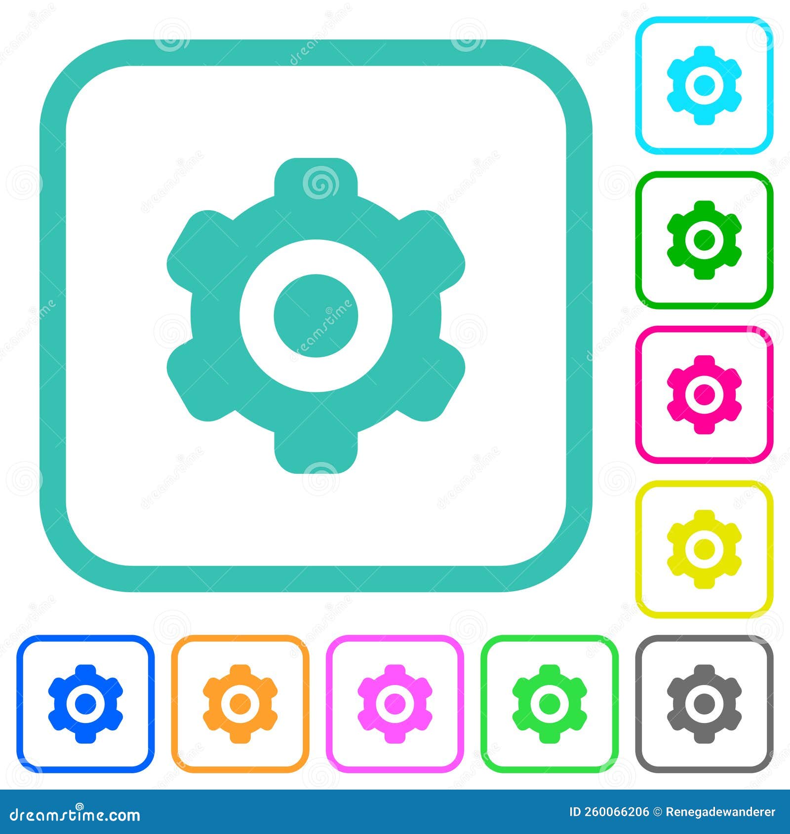Single Cogwheel Solid Vivid Colored Flat Icons Stock Vector ...