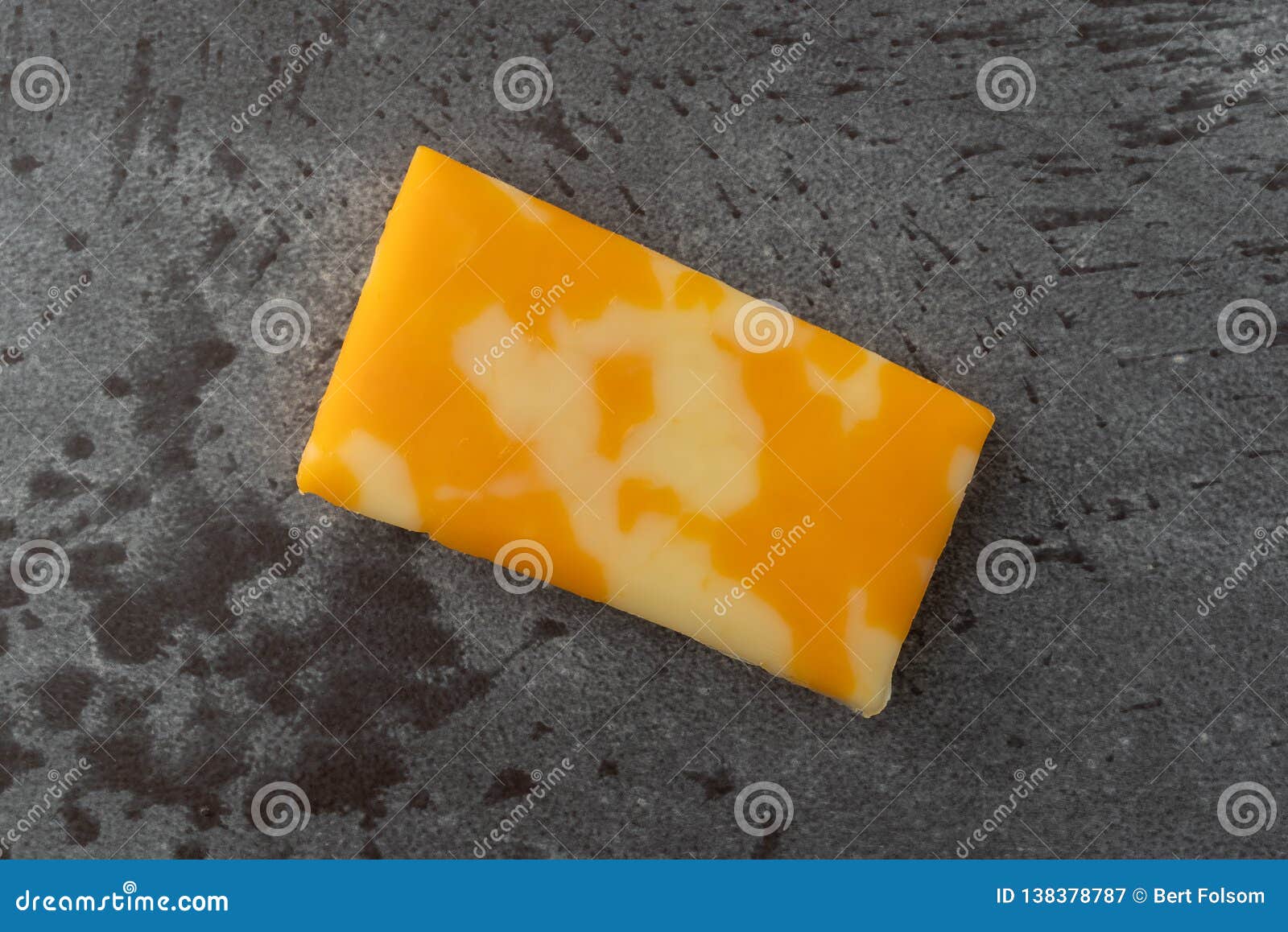 Single Colby Jack Cheese Bar on a Gray Background Top View Stock Image ...