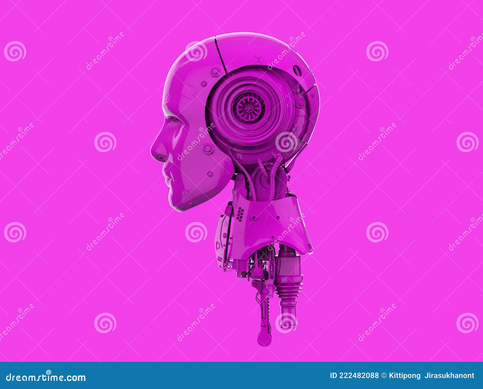 Single Color Ai Robot in Neon Pink Stock Illustration - Illustration of ...