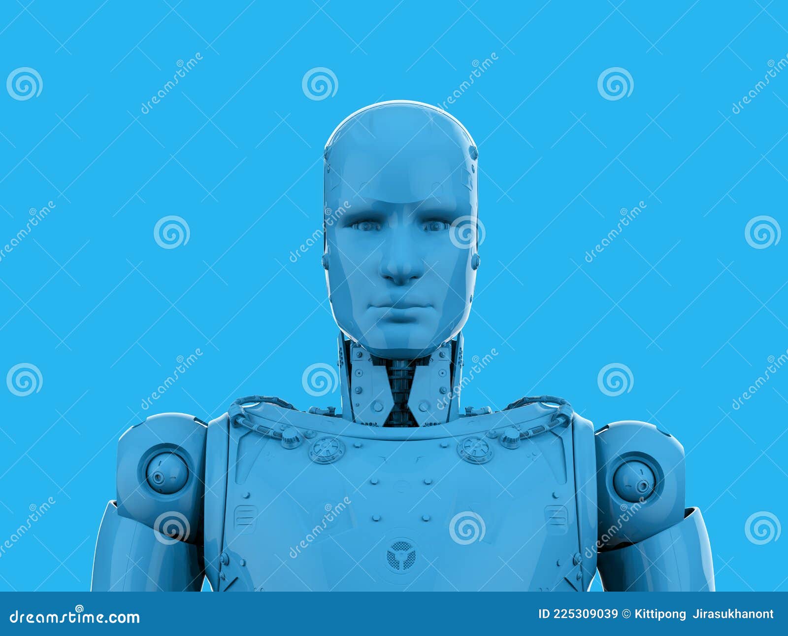 Single color blue ai robot stock illustration. Illustration of ...