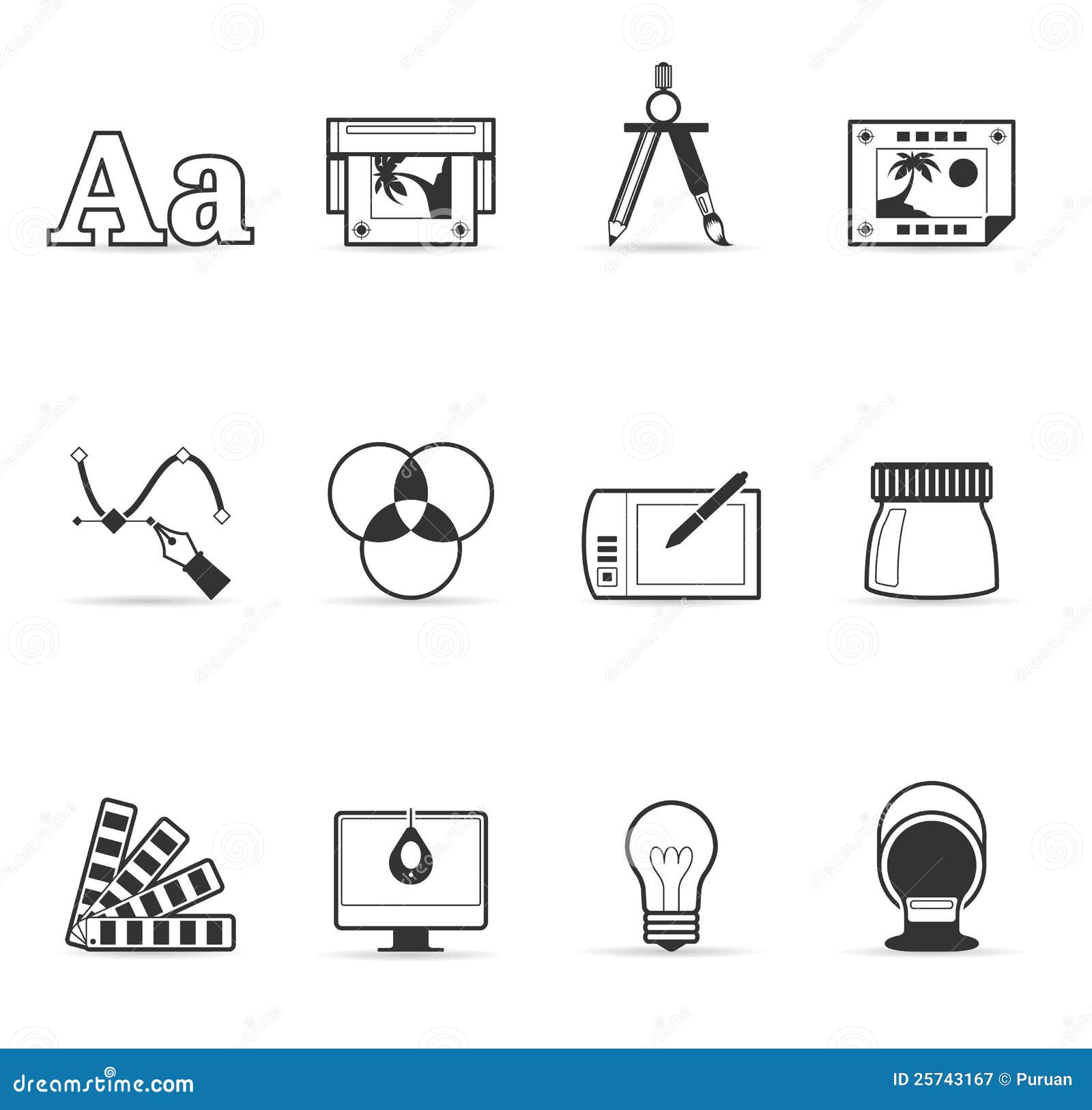 Single Color Icons - Printing & Graphic Design Stock Vector ...