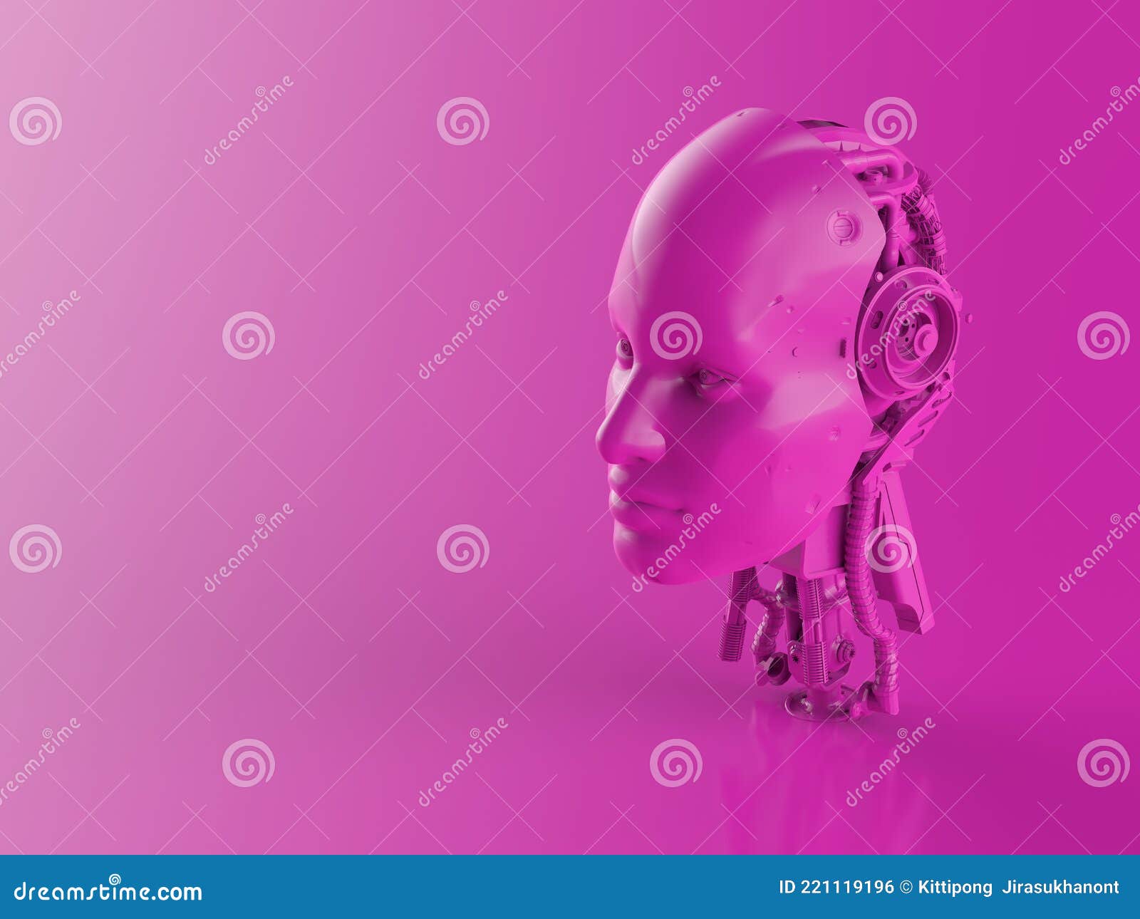Single Color Neon Pink Ai Robot Stock Illustration - Illustration of ...