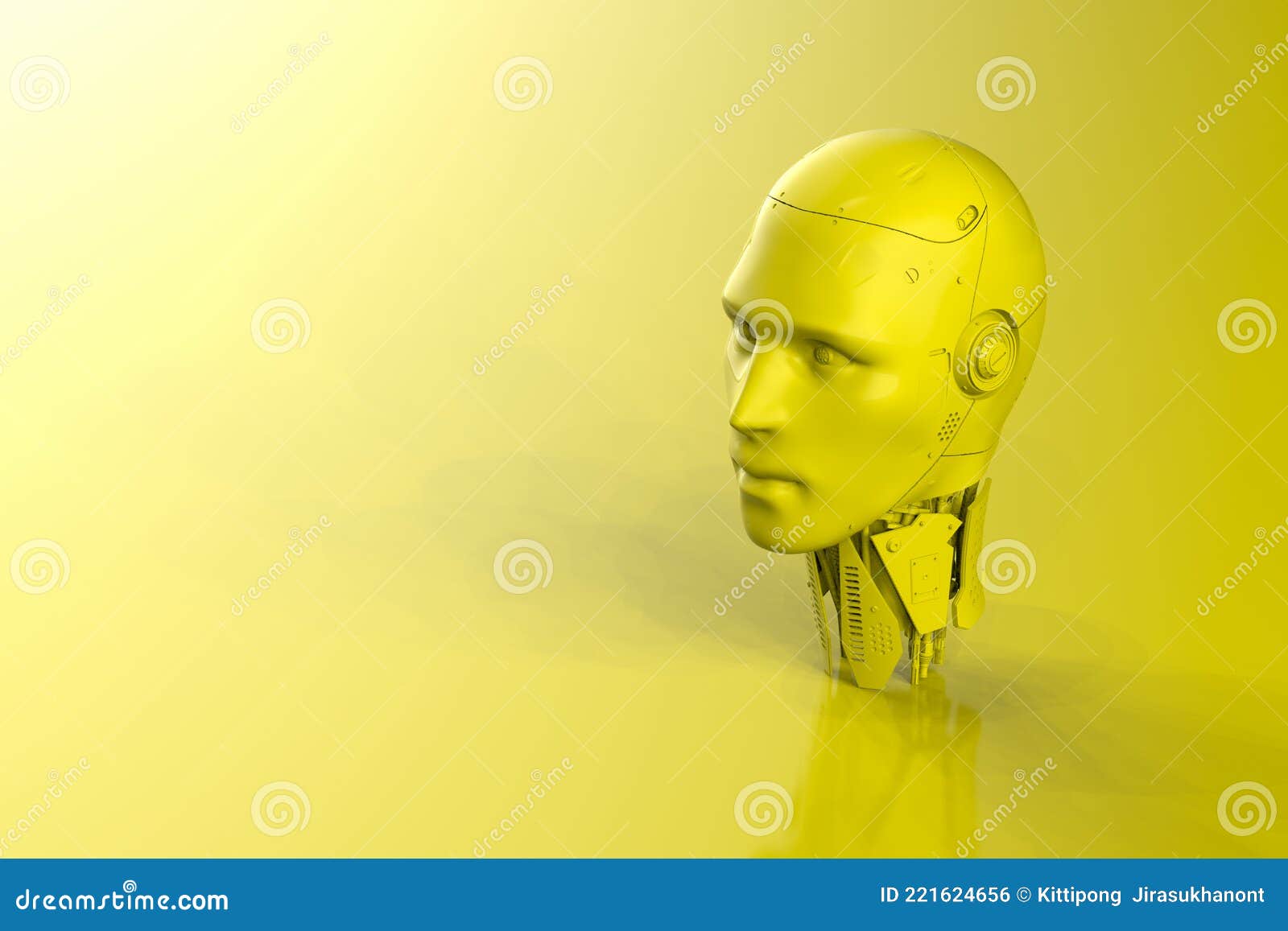 Single Color Neon Yellow Ai Robot Royalty-Free Stock Image ...